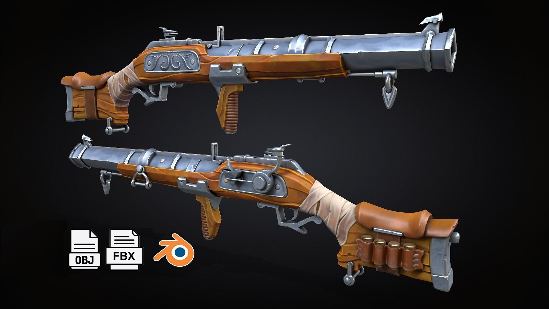 3D model Stylized Musket Blunderbuss Rifle VR / AR / low-poly | CGTrader