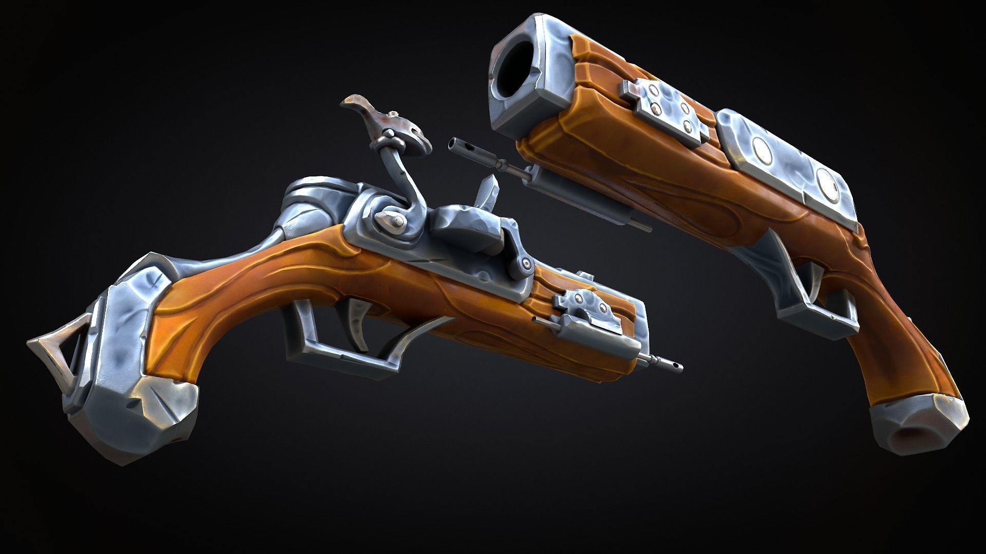 3D model Stylized Musket Blunderbuss Rifle VR / AR / low-poly | CGTrader