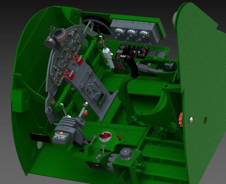 F6F Hellcat complete cockpit 1-4 scale 3D model 3D printable | CGTrader