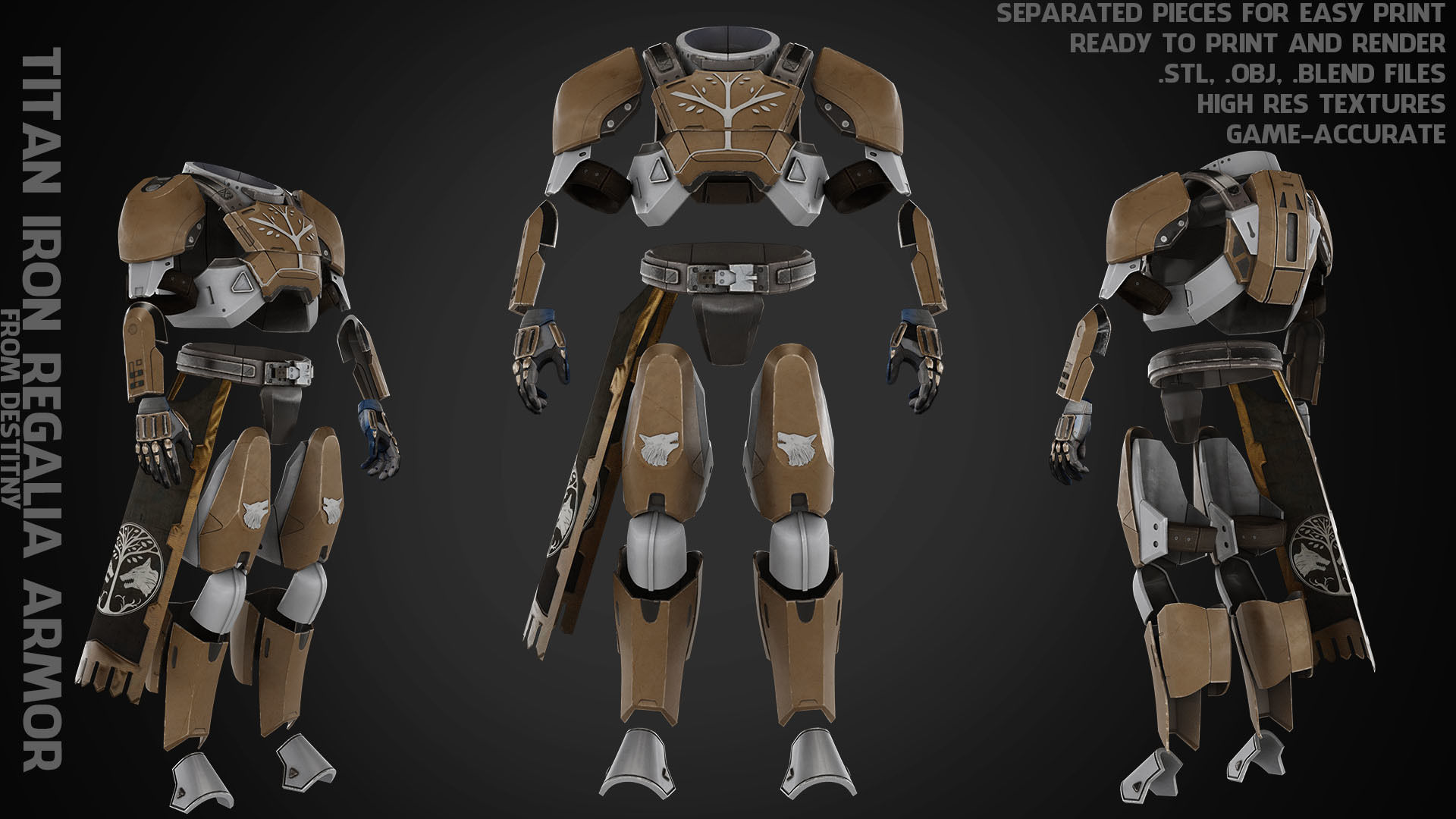 Destiny Titan Iron Regalia Armor for Cosplay 3D model 3D printable ...