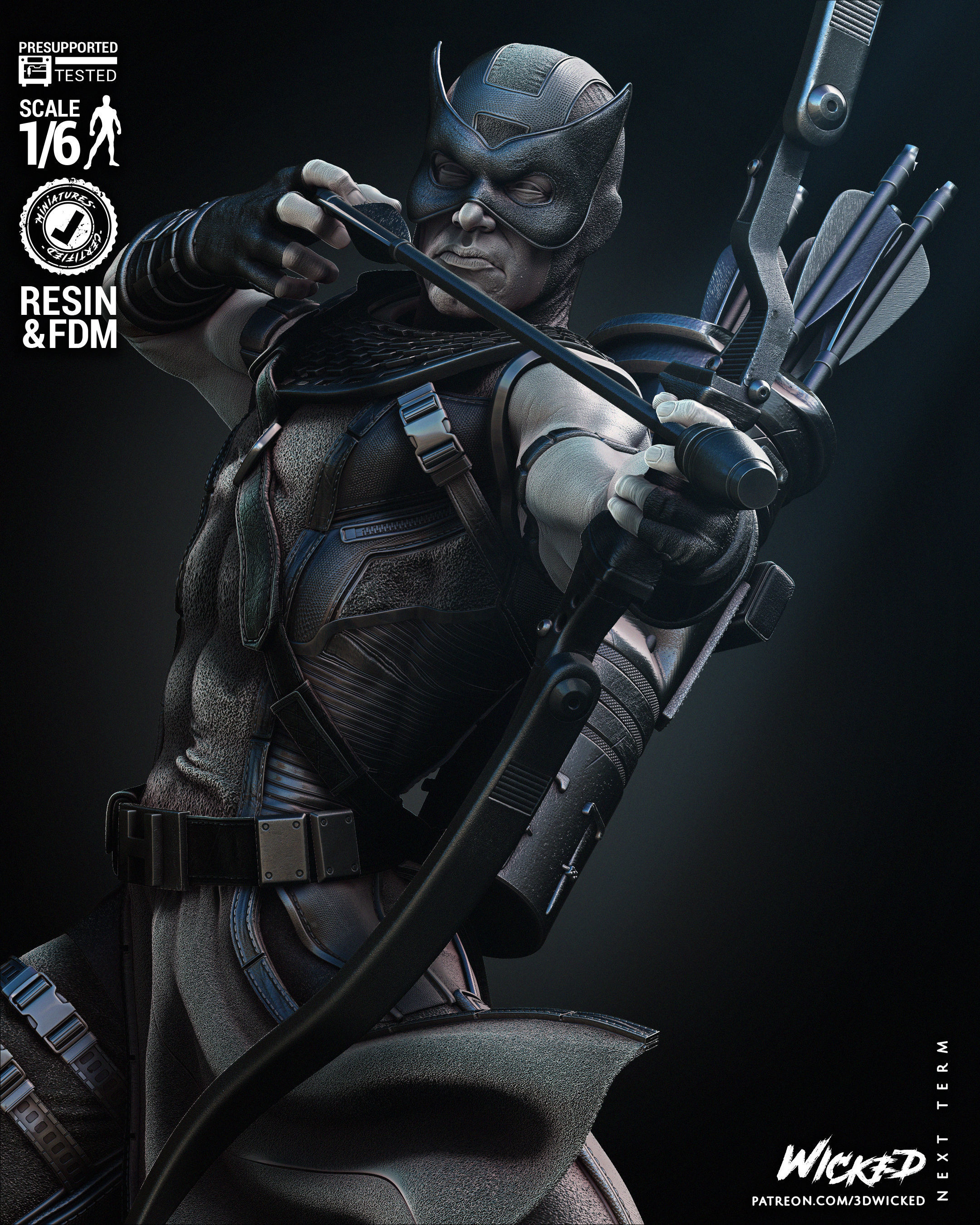 Wicked Marvel Hawkeye Sculpture Tested for 3D printing 3D model 3D ...