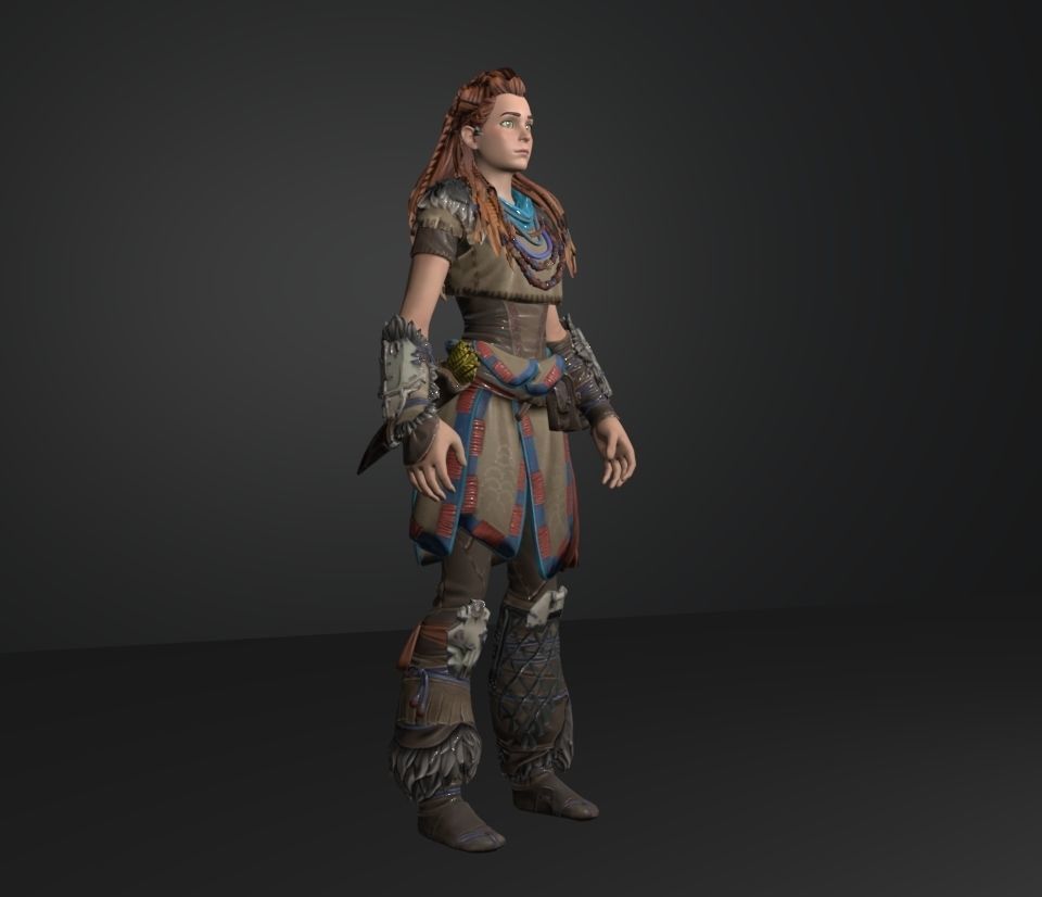 aloy warrior 3D model animated rigged | CGTrader