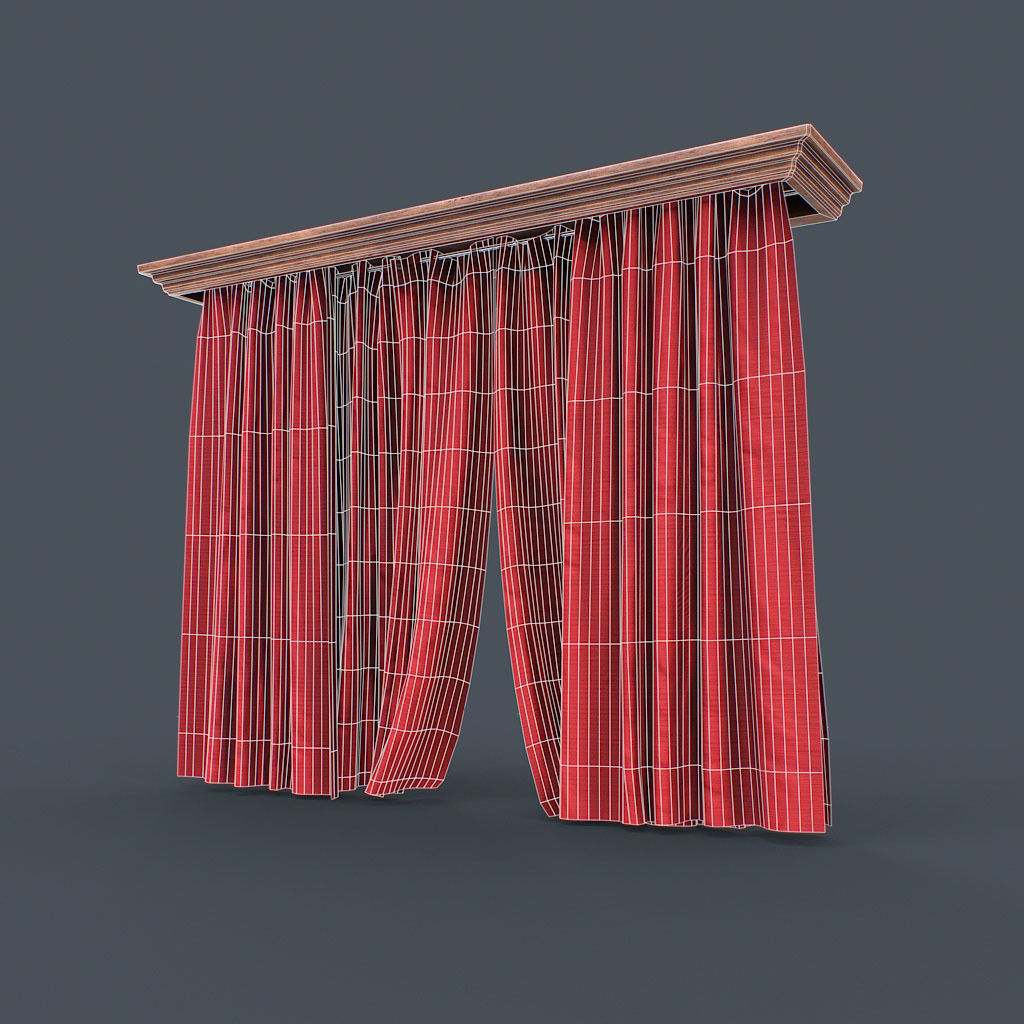 3D model Red Curtain VR / AR / low-poly | CGTrader