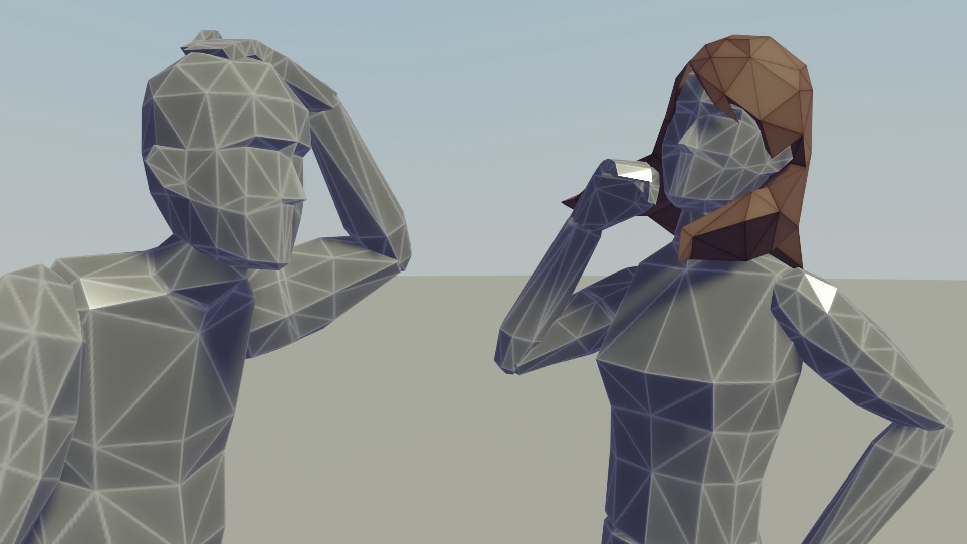 3D model LOW POLY HUMAN PACK with UVs and Hairstyles VR / AR / low-poly ...