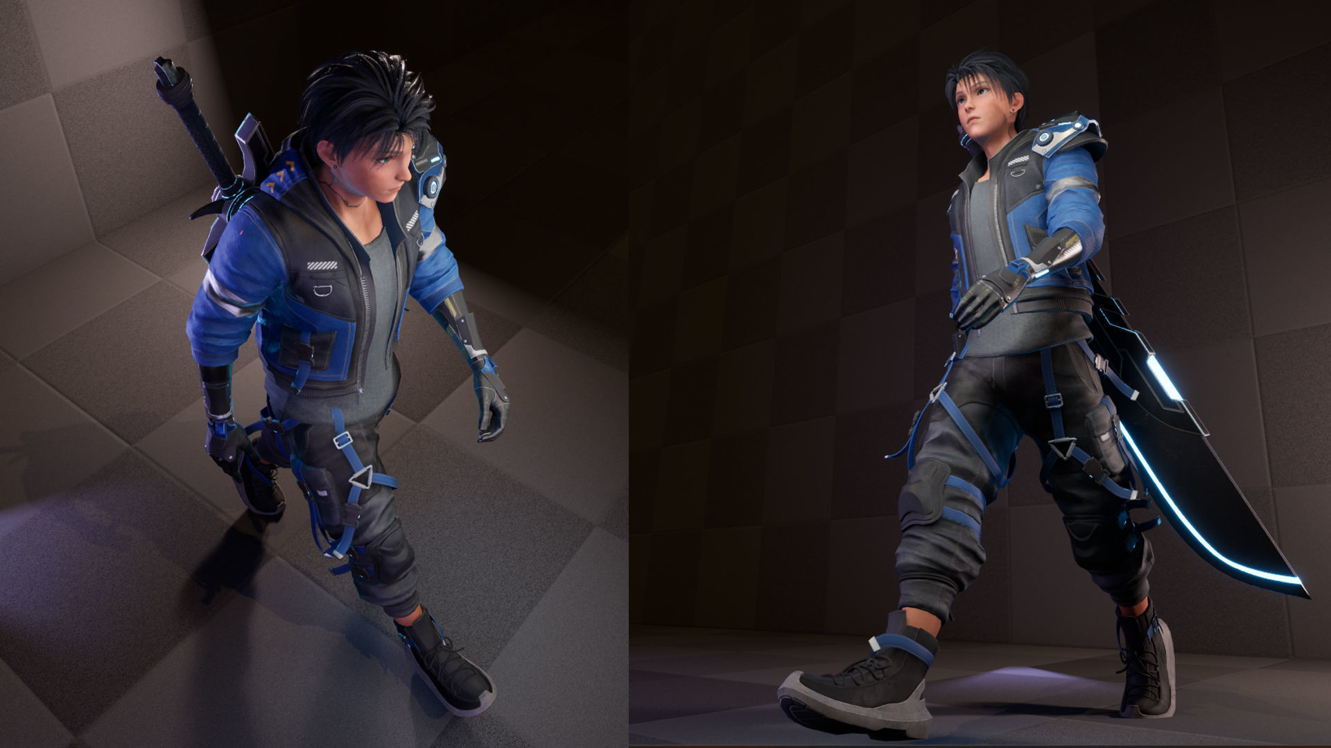 3D model Fantasy Cyberpunk Swordsman BlendFile VR / AR / low-poly ...