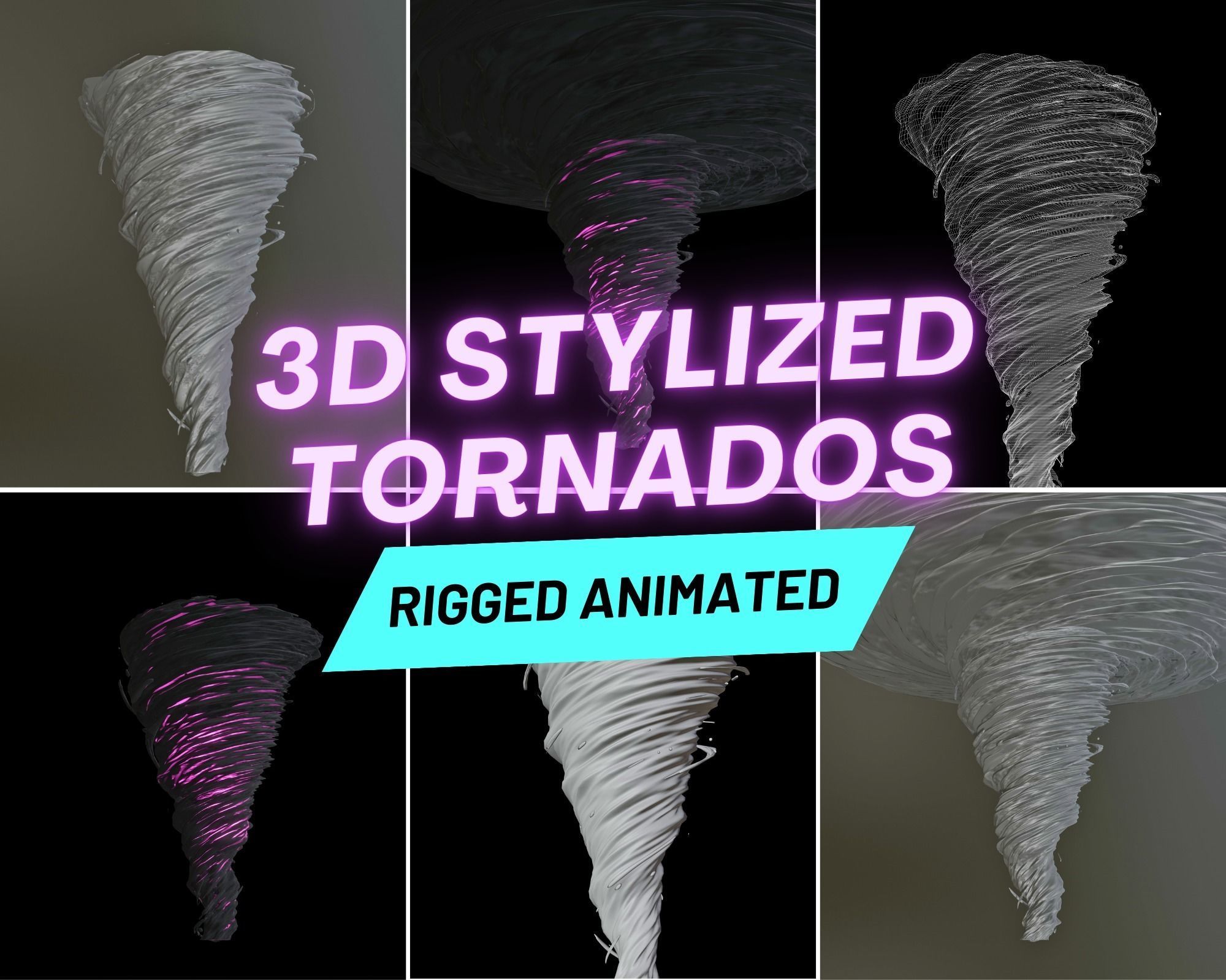 3D model Tornadoes Stylized Animation looping meshes VR / AR / low-poly | CGTrader