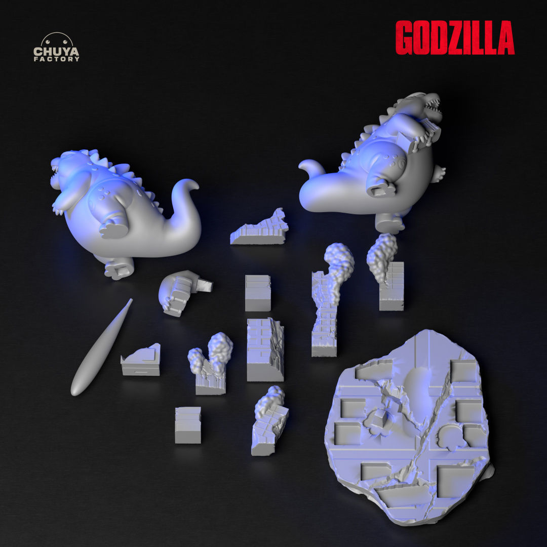 Godzilla chibi 3D model 3D printable | CGTrader