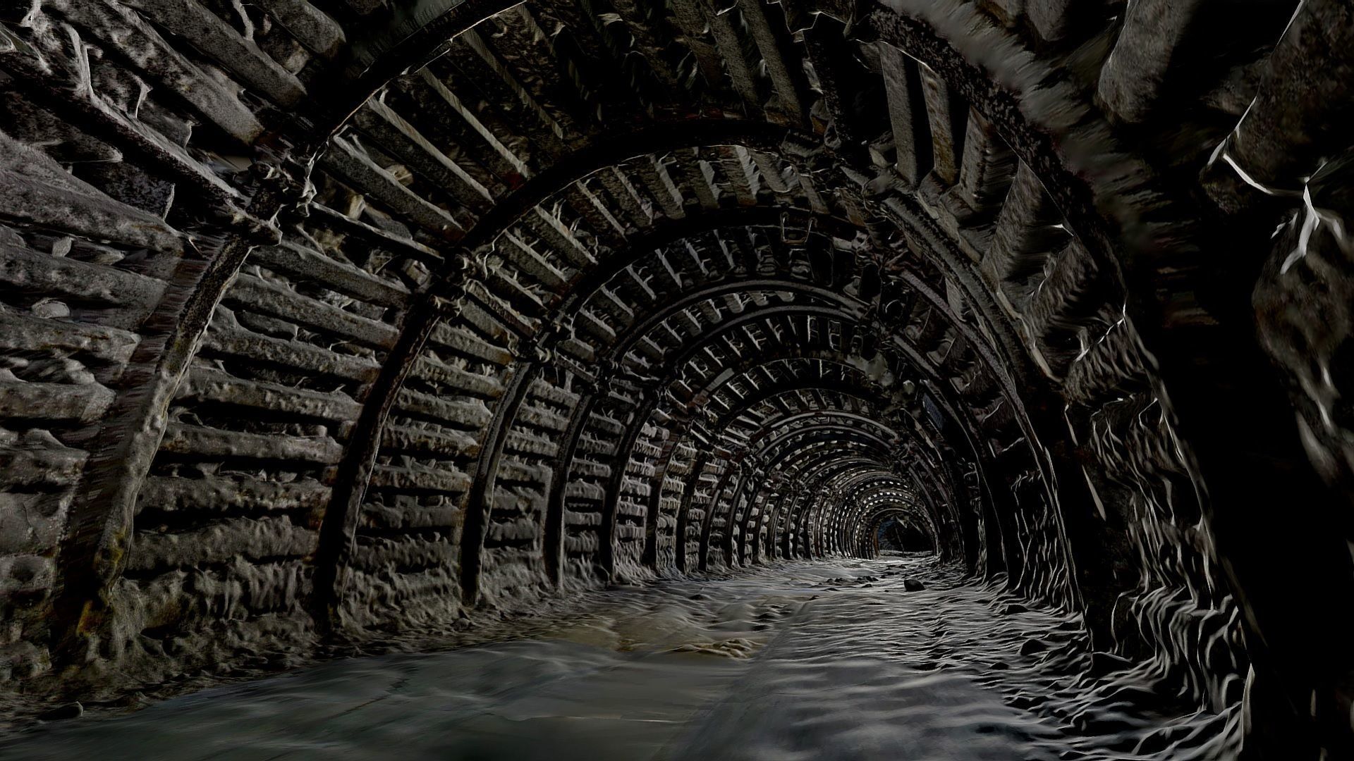 Old underground mine excavation - arch support 3D model | CGTrader