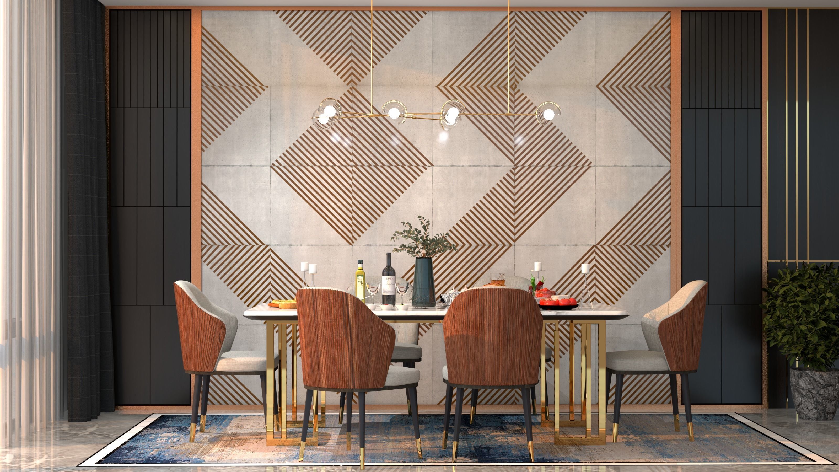 Dining room Interior Design free 3D model | CGTrader
