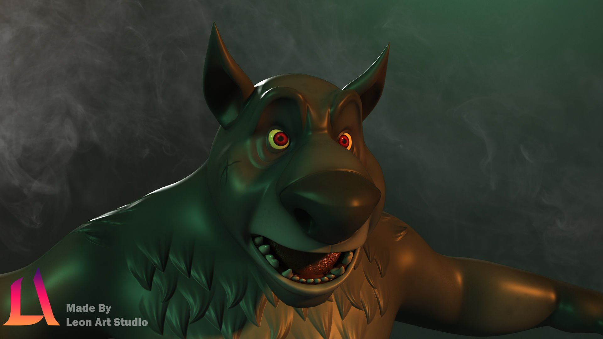 3D model Stylized Cartoon Rigged Black Wolf VR / AR / low-poly | CGTrader
