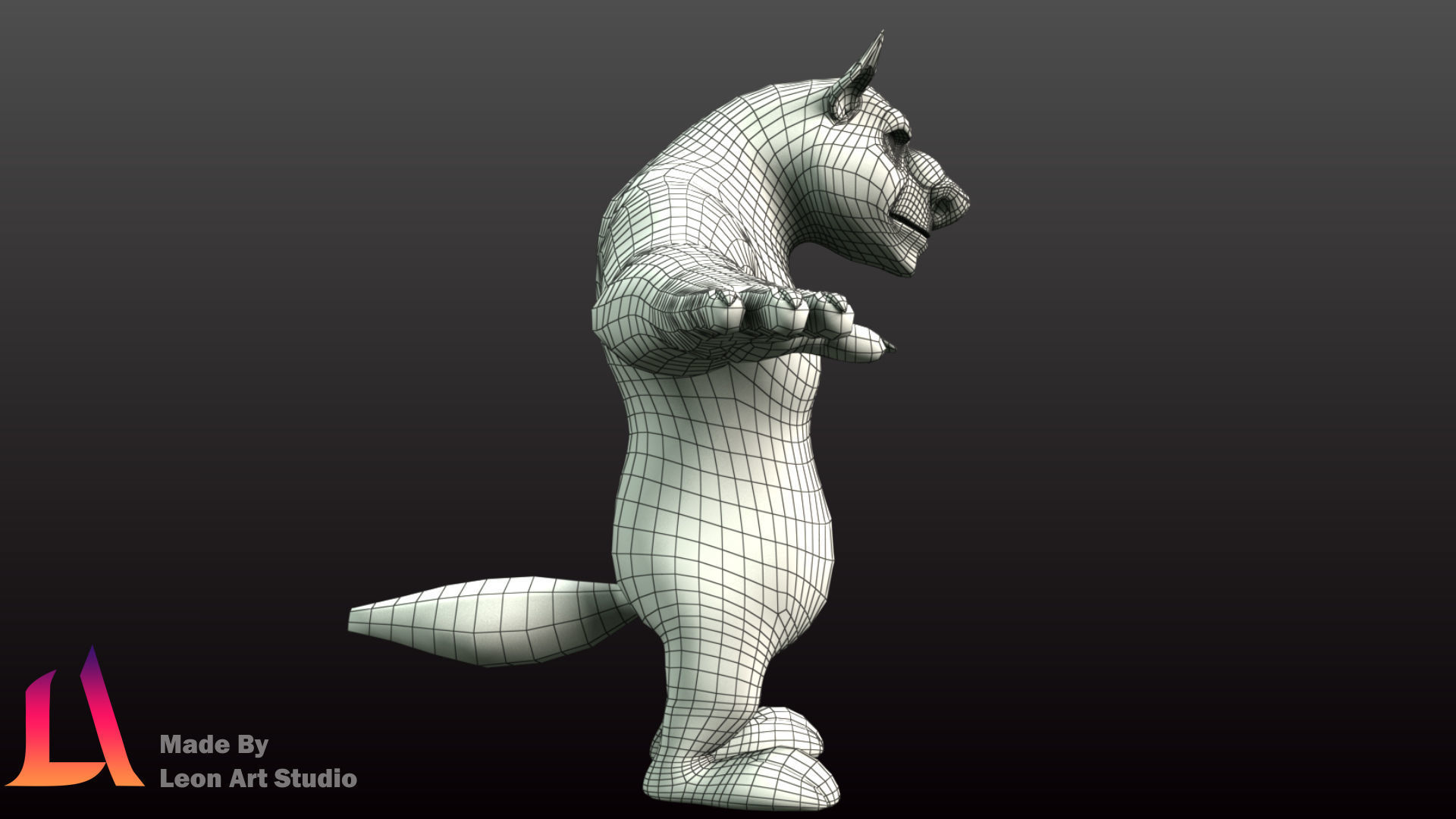 3D model Stylized Cartoon Rigged Black Wolf VR / AR / low-poly | CGTrader