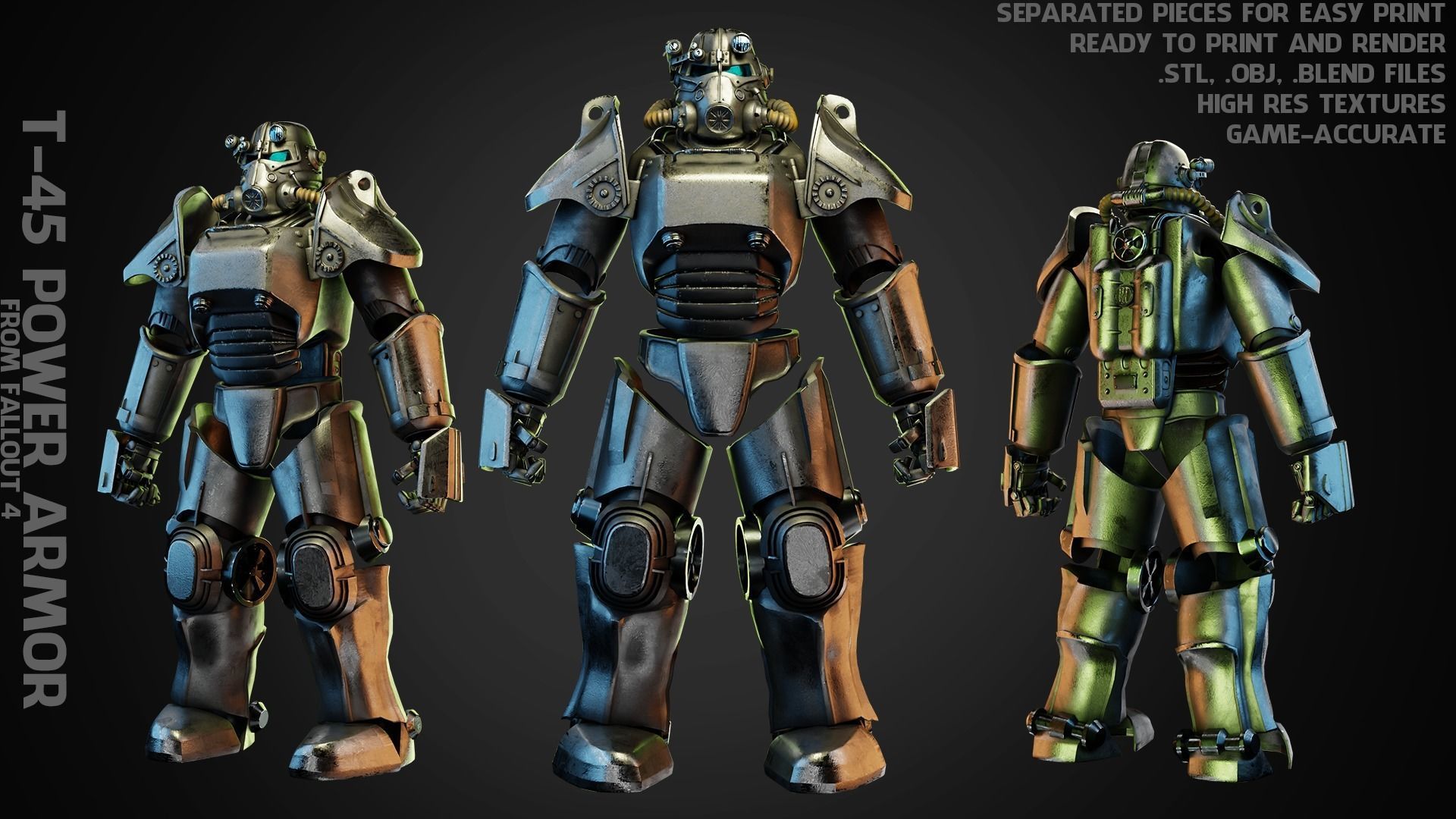 Fallout 4 T-45 Power Armor Armor for Cosplay 3D Model Collection 3D printable | CGTrader