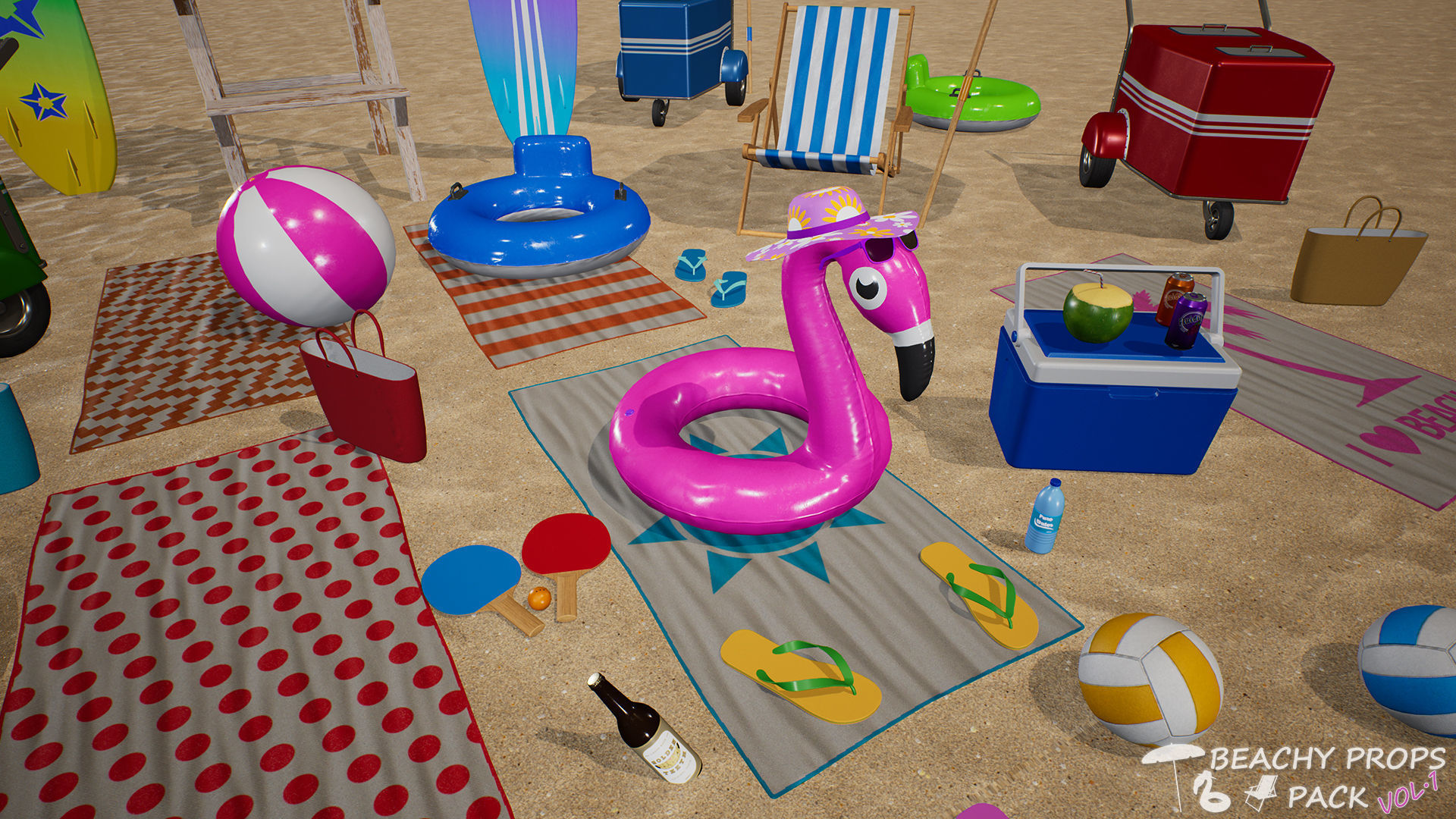 3D model Beachy Props Pack - VOL 1 VR / AR / low-poly | CGTrader