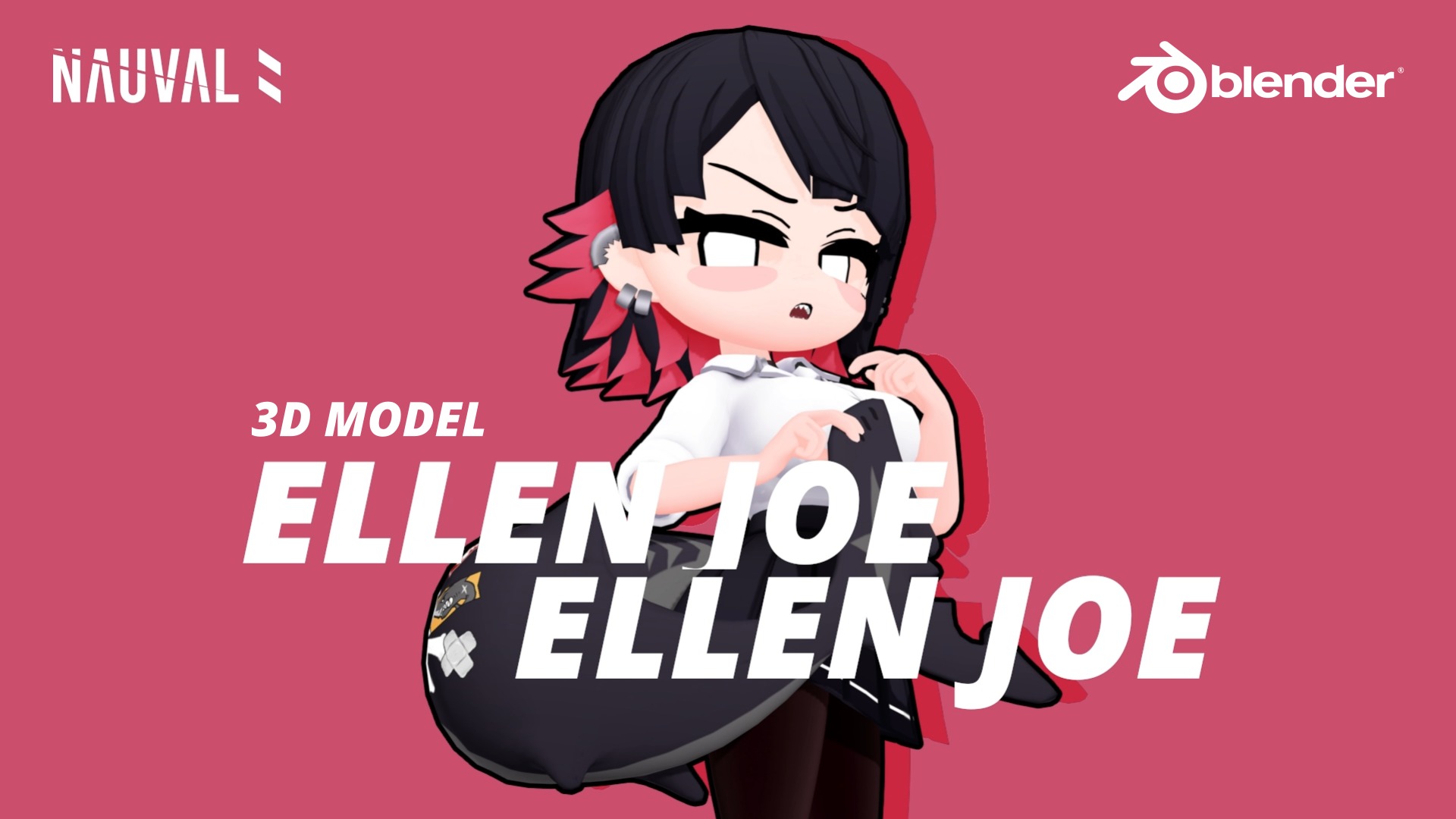 3D model Ellen Joe - Chibi Low Poly Rigged Blender Model VR / AR / low ...