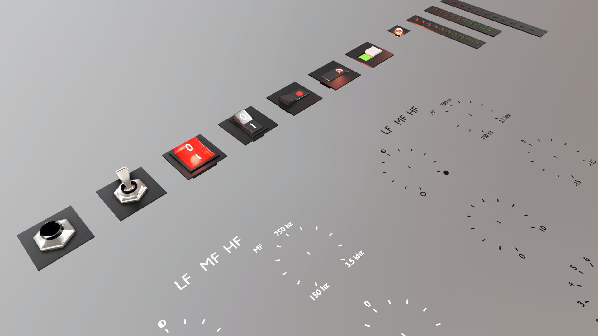 Modular 3D audio amp knobs meters and switches Blender LTS 2024 3D model | CGTrader