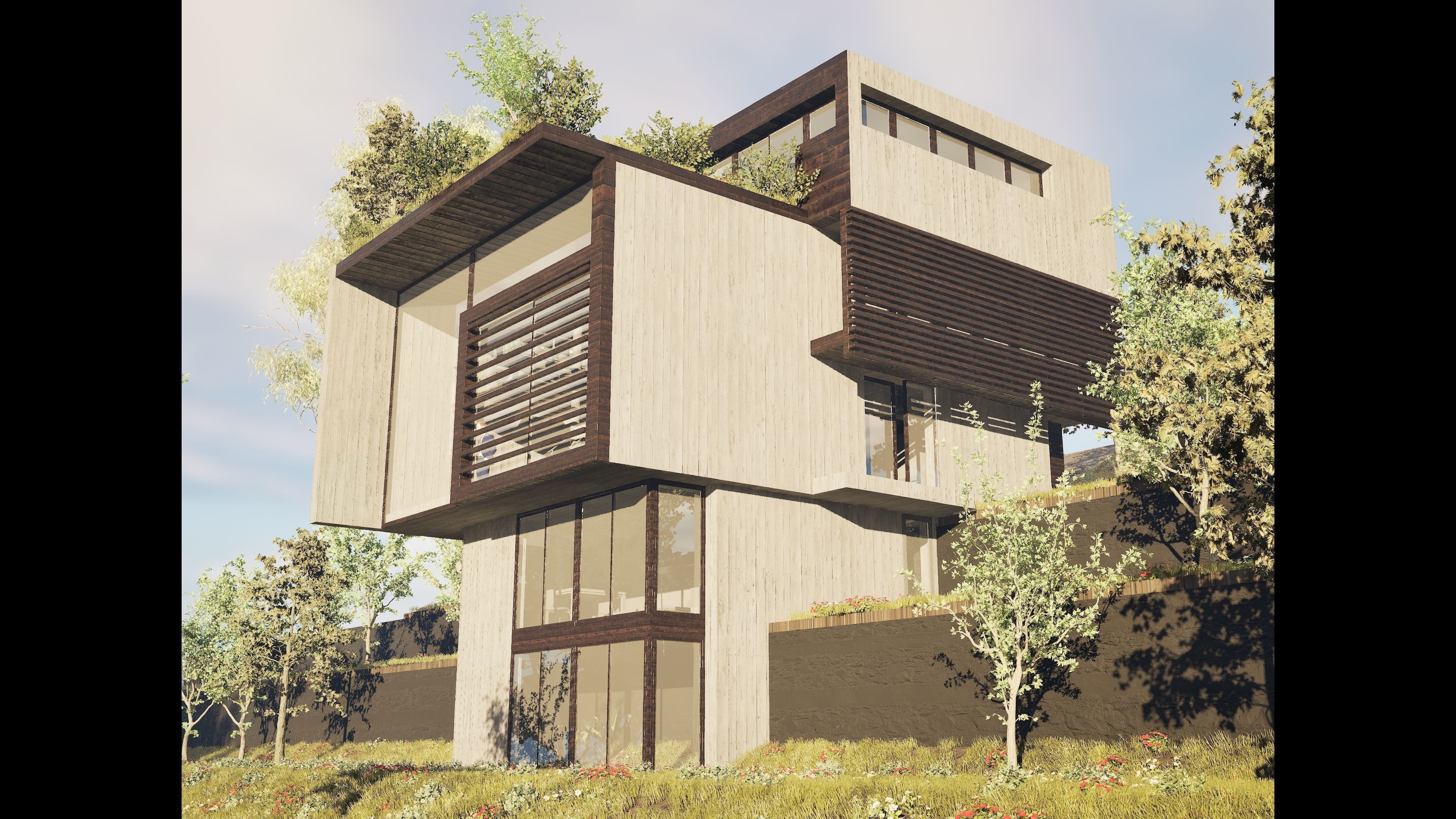 3D model Sloped Terrain House VR / AR / low-poly | CGTrader