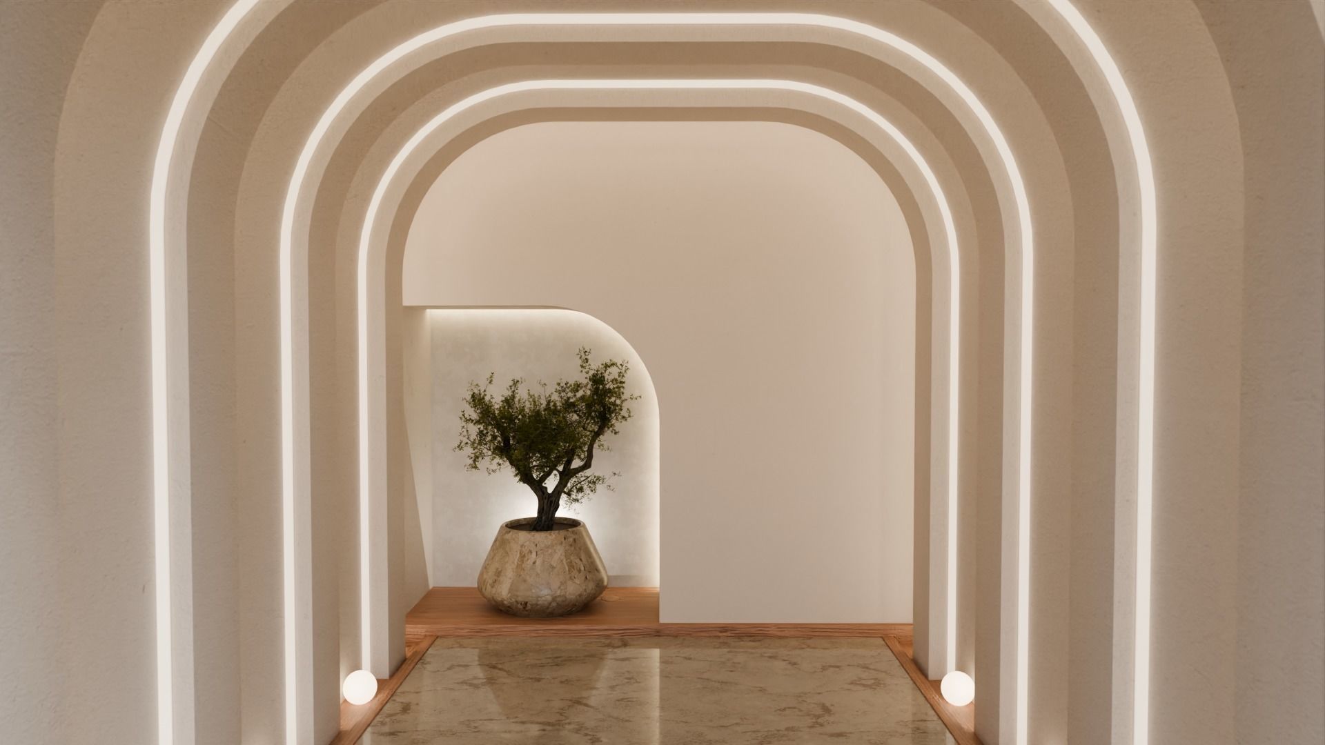 Minimalistic elegant luxury hallway design free 3D model animated ...