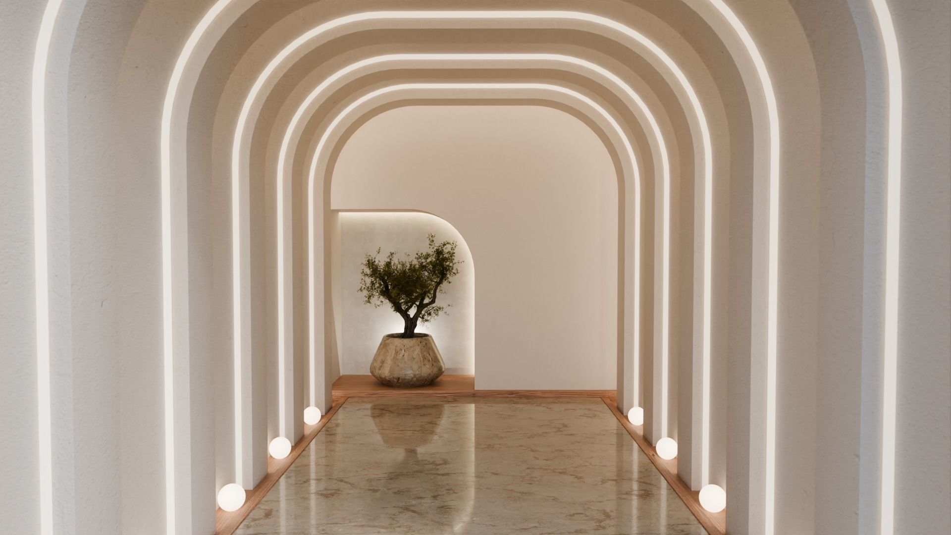 Minimalistic elegant luxury hallway design free 3D model animated ...