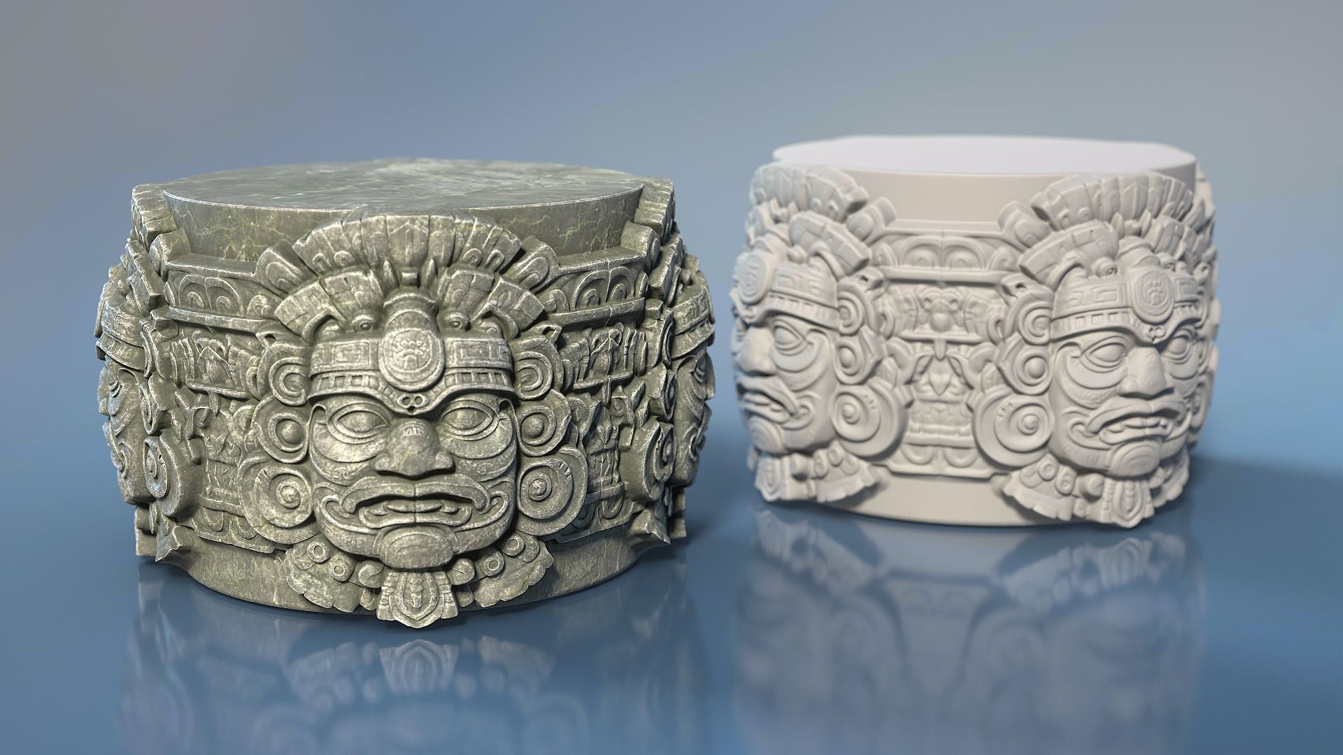3D model Low poly Mayan Pillar Temple Modular - 240405 VR / AR / low ...