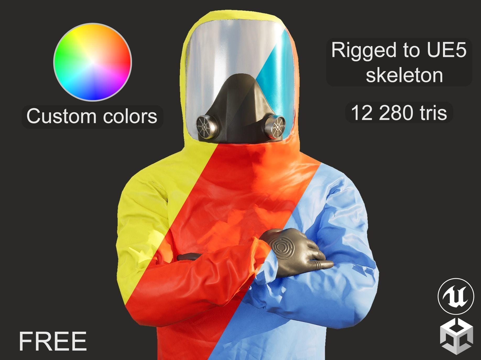Hazmat Suit Character free VR / AR / low-poly 3D model rigged | CGTrader
