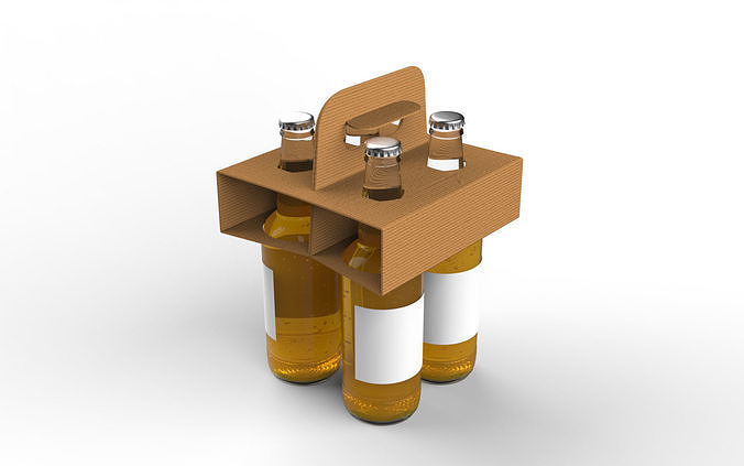 Four-Bottle Beer Packaging Holder Texture | CGTrader