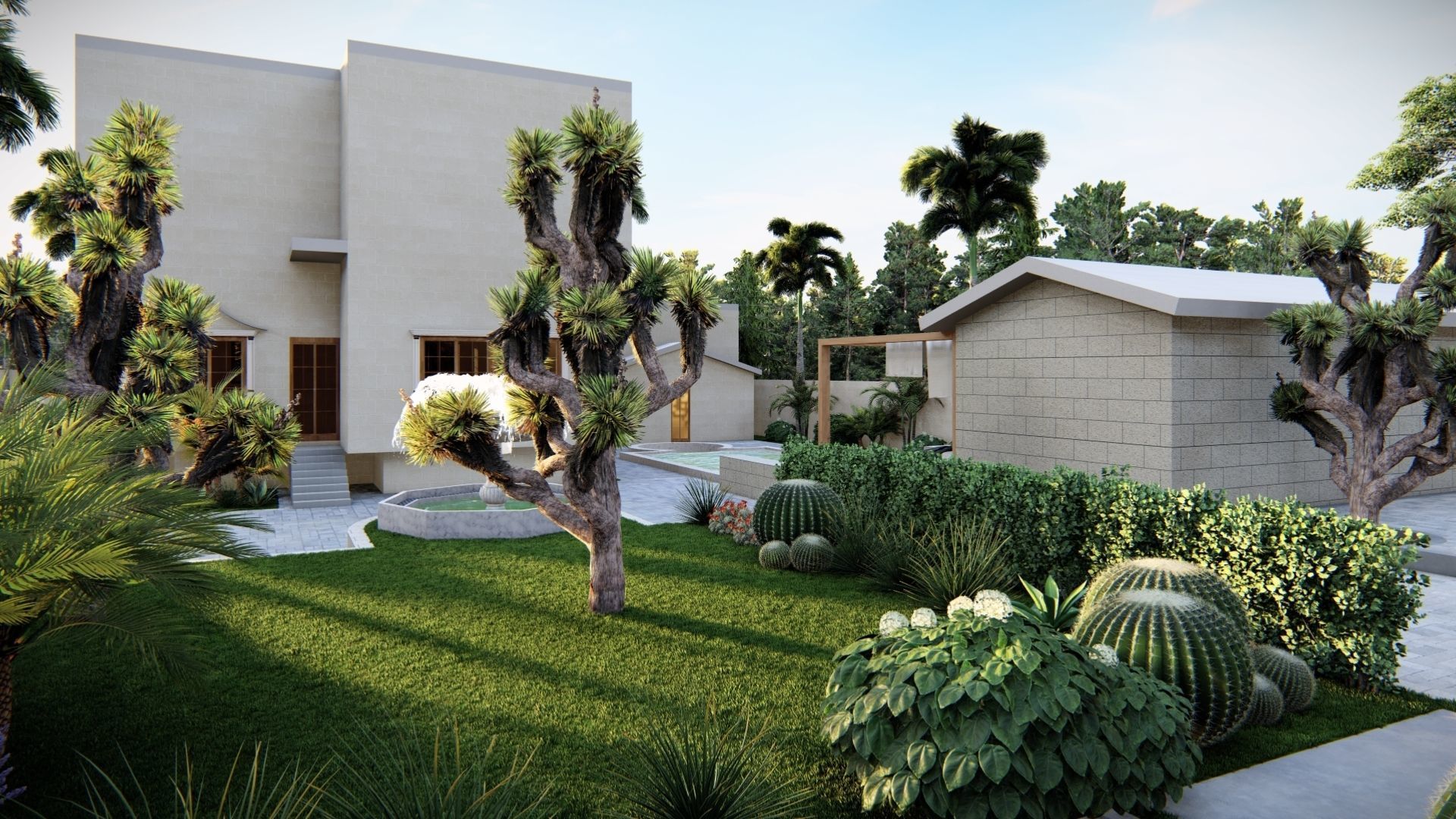 3D Exterior Scene 3D model design garden and landscape 3D model | CGTrader