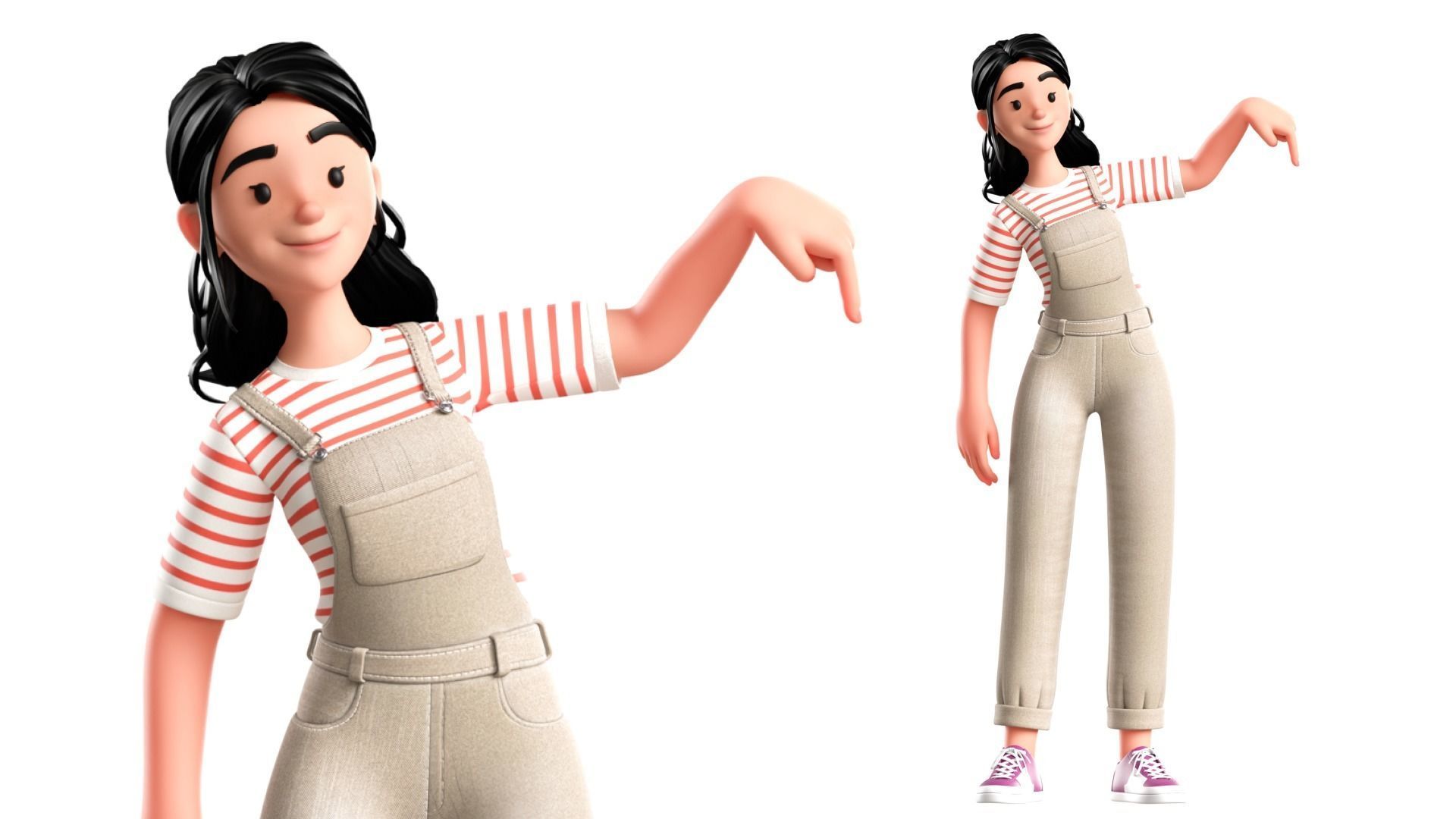 Cartoon Designer Girl Woman Illustration 3D model animated rigged ...