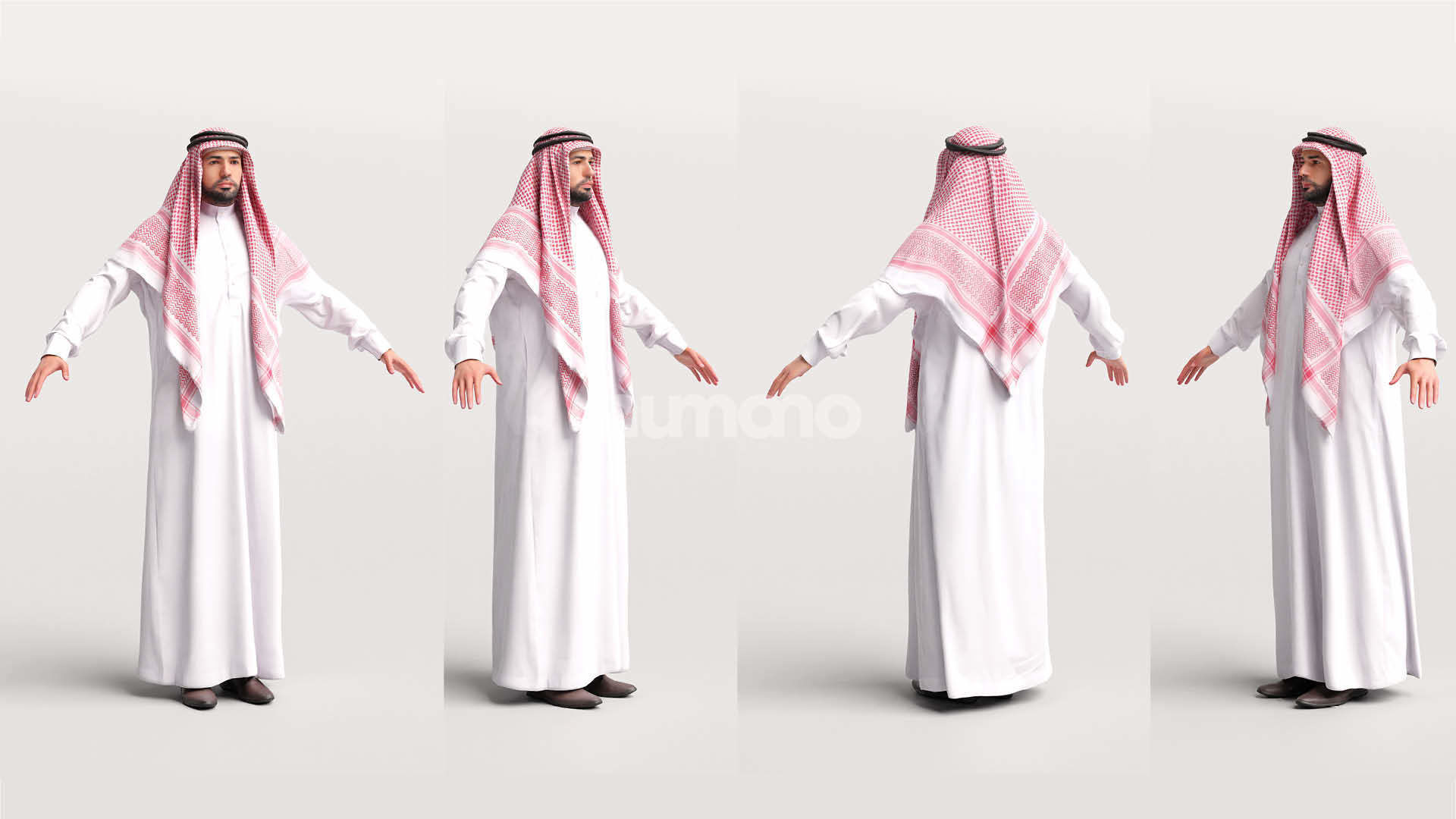 3D model Arab man rigged - different thobe colors - 068-5965 VR / AR ...