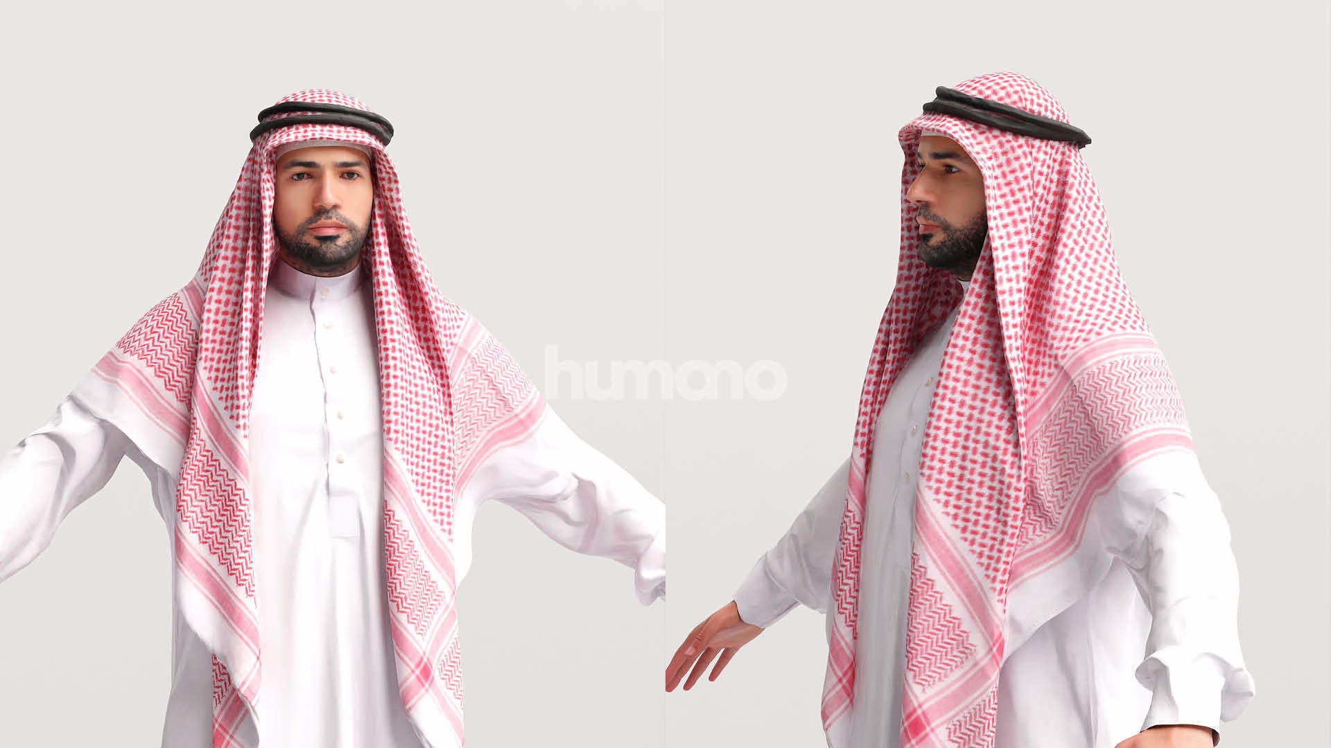 3D model Arab man rigged - different thobe colors - 068-5965 VR / AR ...