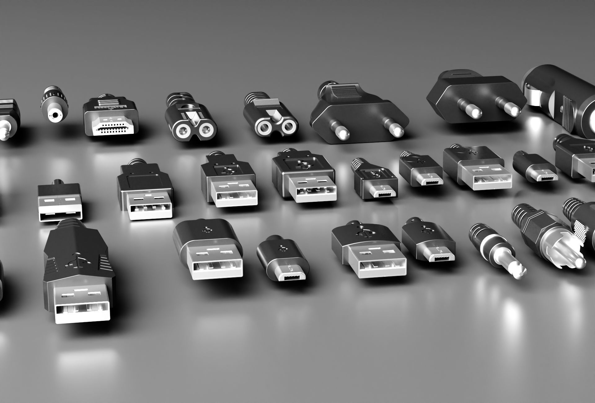 USB connectors Pack 3D model 3D model | CGTrader
