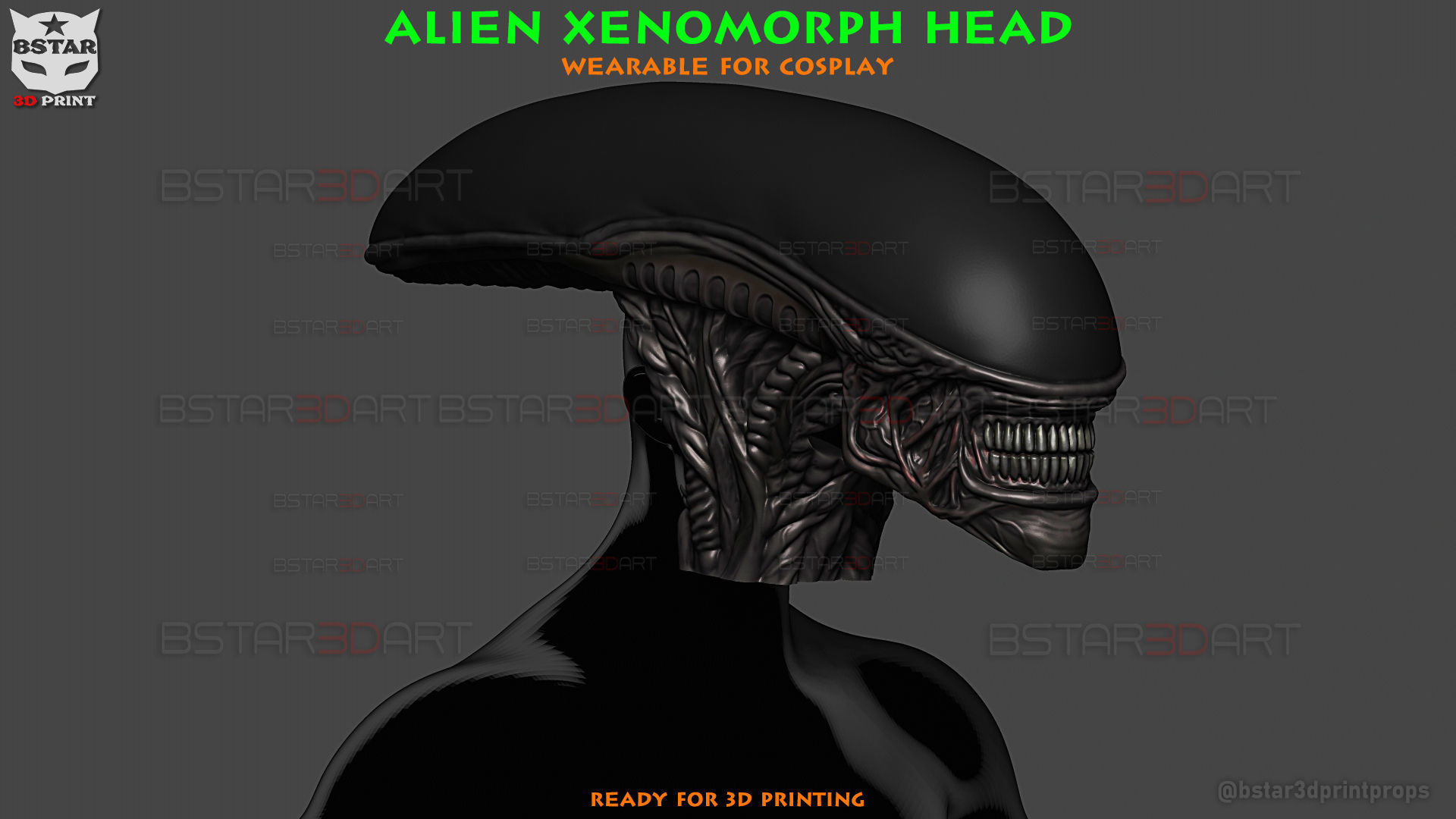 Alien Xenomorph Head Decor - Wearable For Cosplay 3D model 3D printable ...