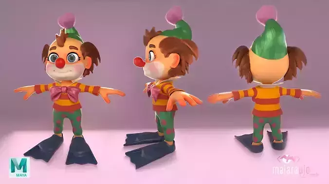 Cartoon Clown - Maya with VRay 3D model rigged | CGTrader