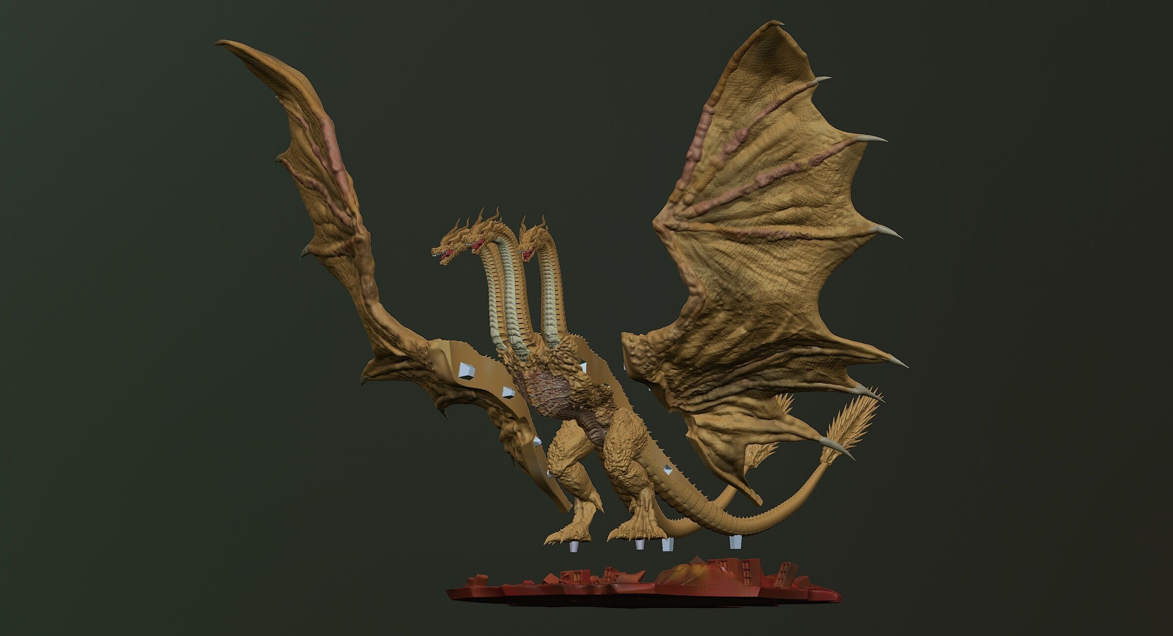 Fan art of King Ghidorah 3D model 3D printable | CGTrader