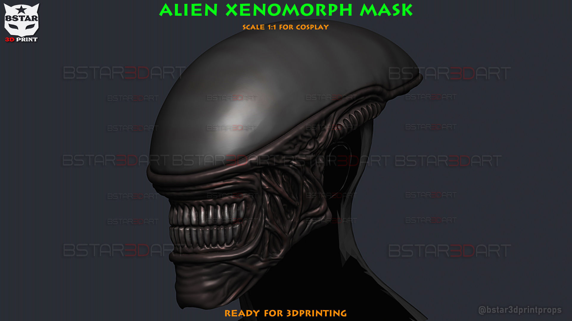 Alien Xenomorph Mask Cosplay 3D model 3D printable | CGTrader