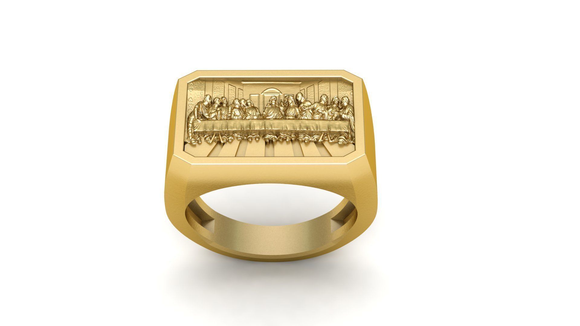Last Supper Jesus Christ Signet Ring 18x12 mm 3D model 3D printable | CGTrader