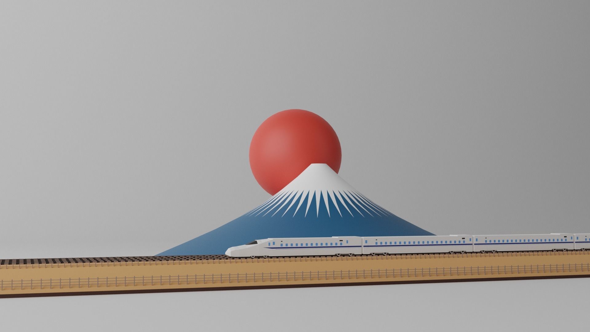 Shinkansen and Mount Fuji 3D model | CGTrader