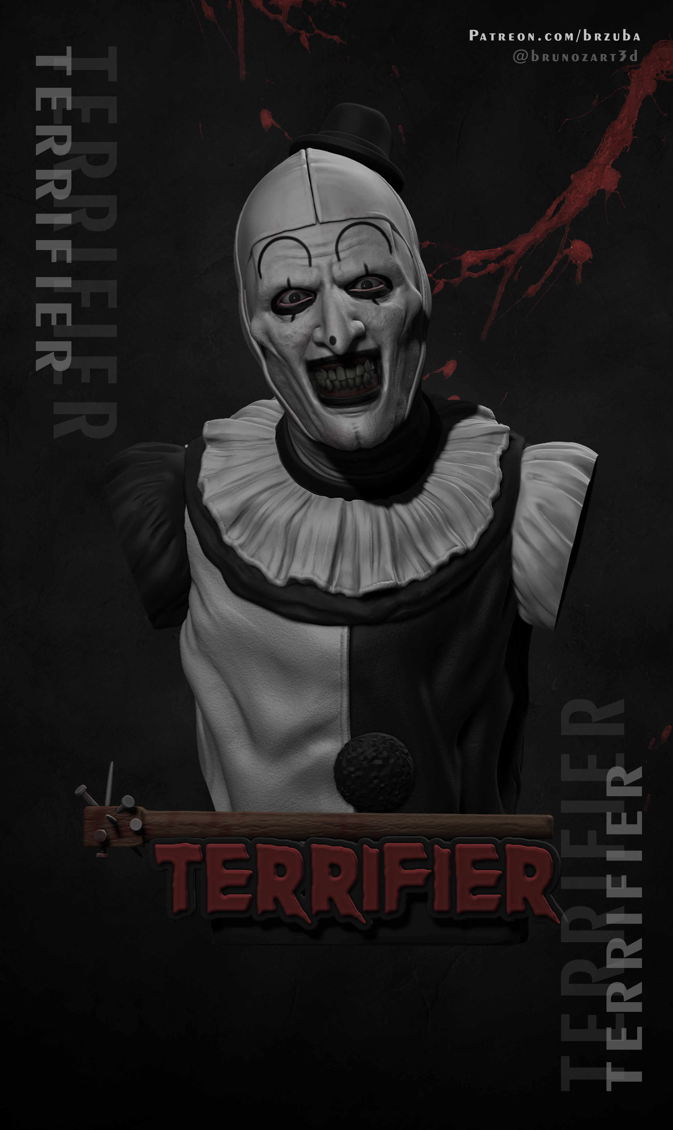 Terrifier bust STL 3D model 3D printable | CGTrader