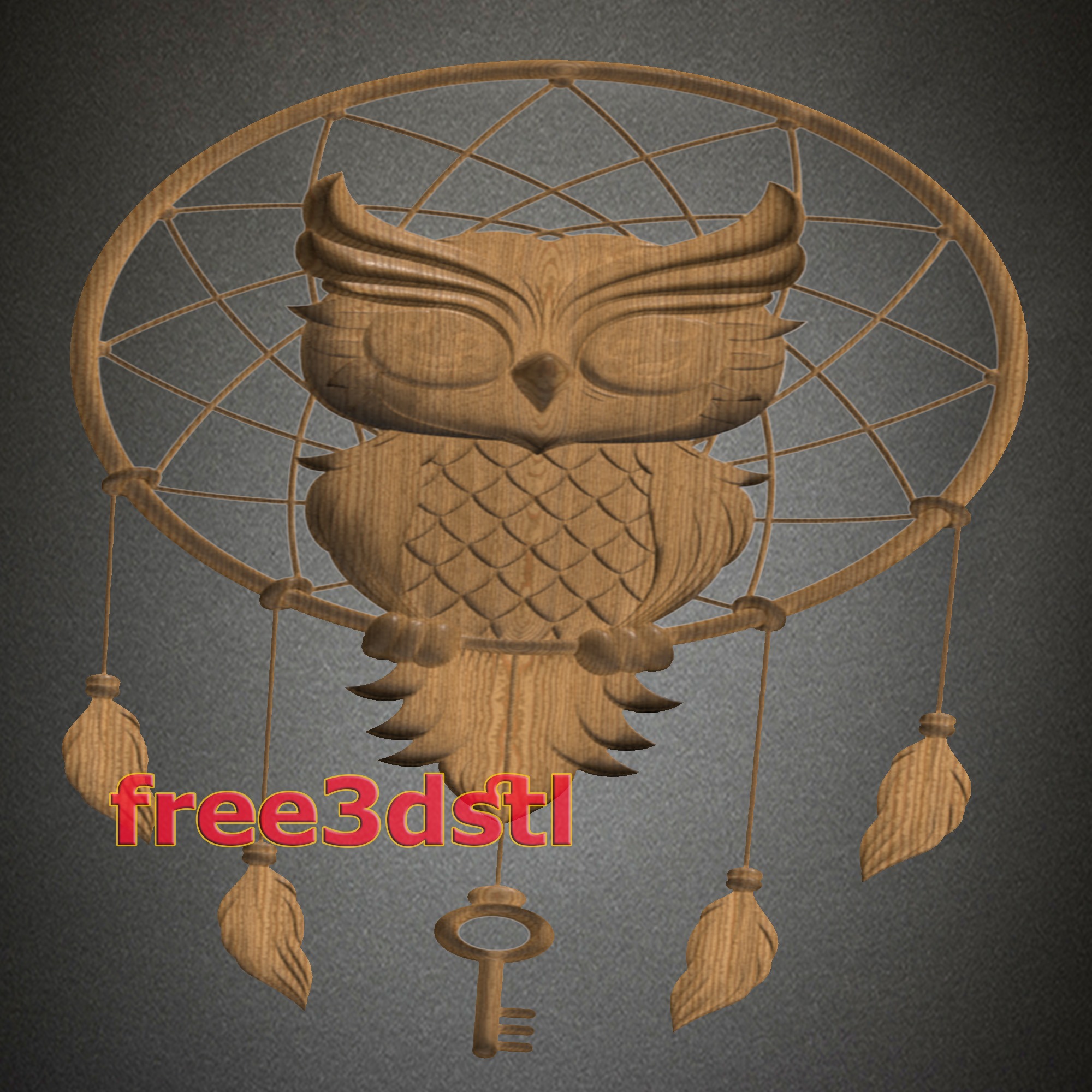 Owl Dream Catcher 3D STL Model for CNC Router free 3D model 3D ...