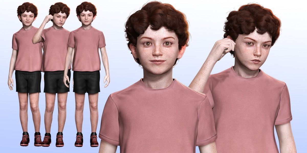 3D model Ethan - Realistic Child With Freckles kid VR / AR / low-poly ...