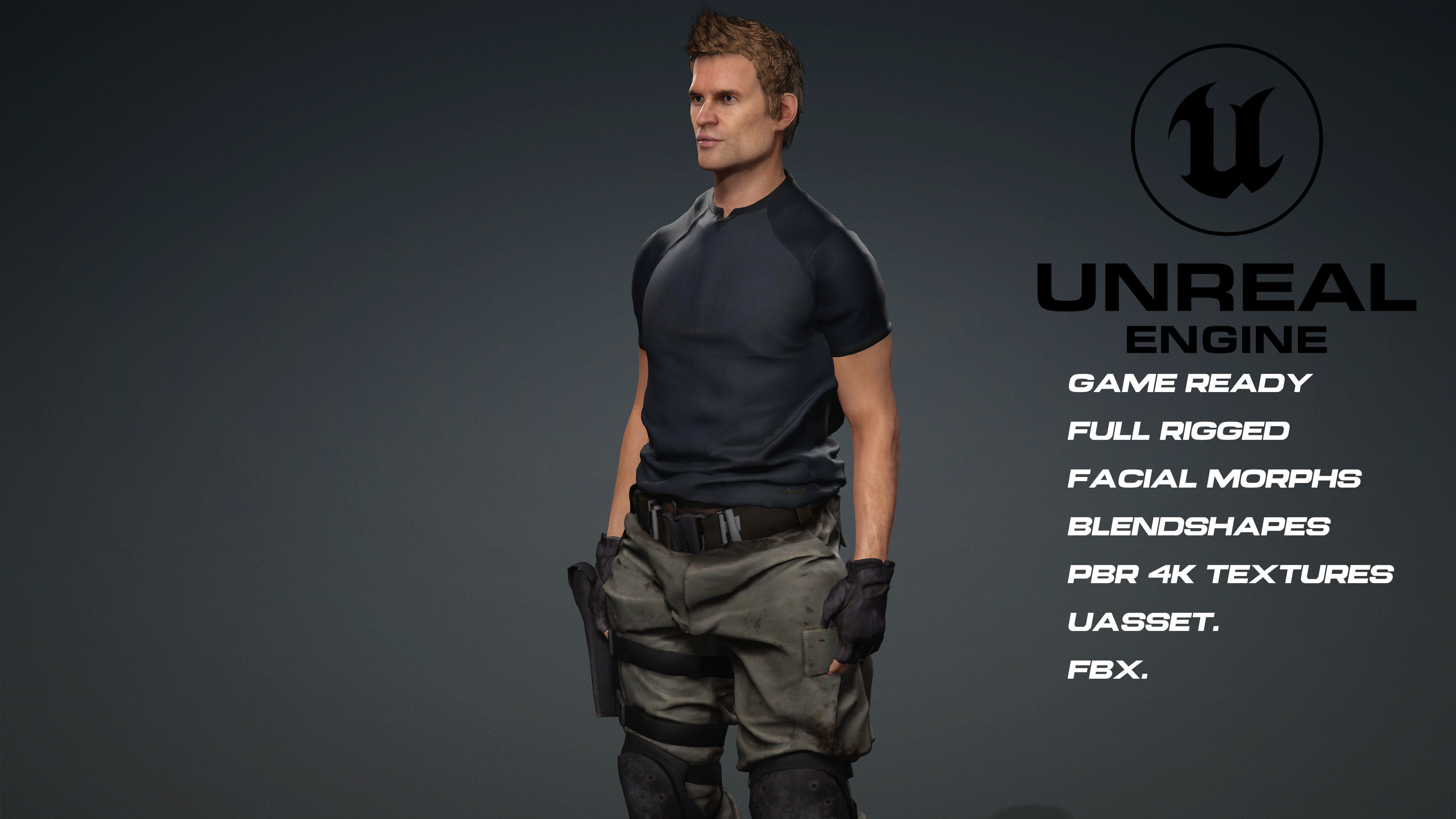 3D model Male survivor - game ready - UE5 - blendshapes Low-poly 3D ...