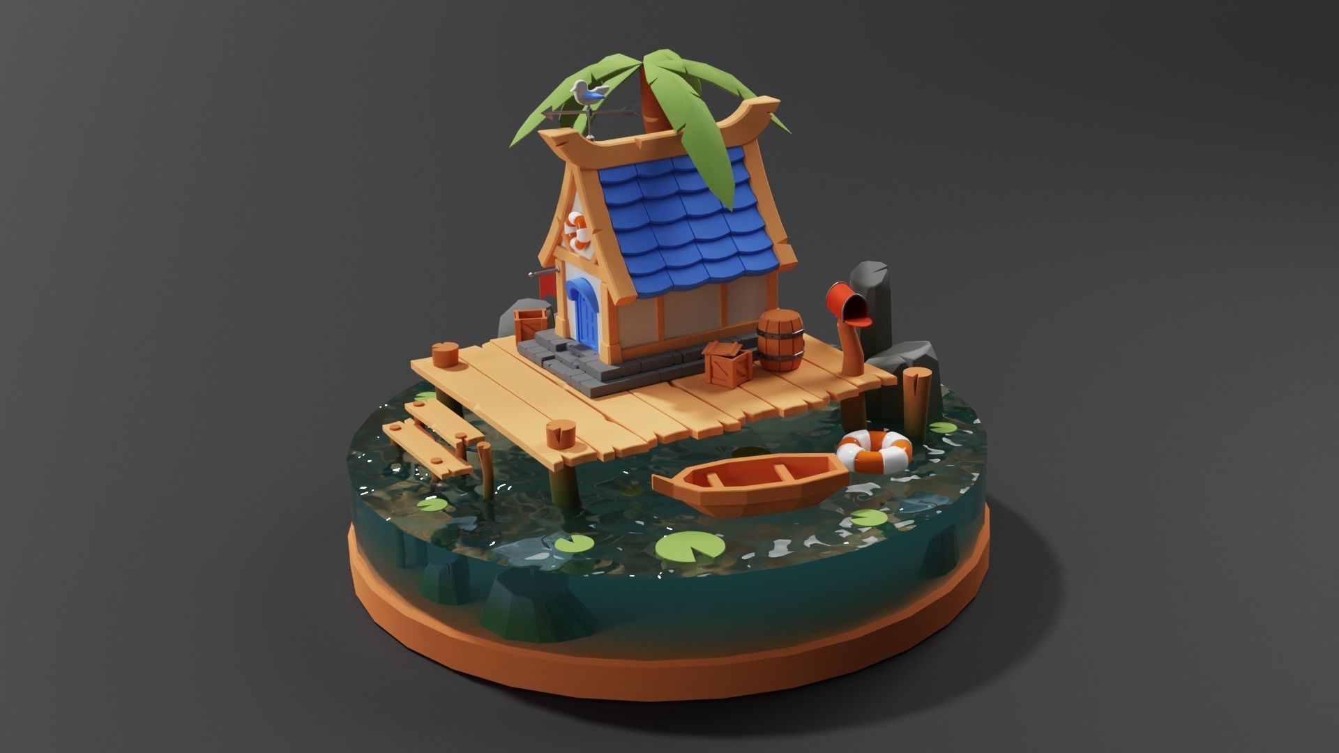 3D model Isometric Stilt Beach House VR / AR / low-poly | CGTrader