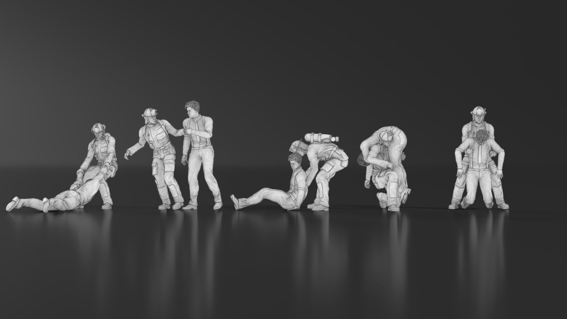 Fireman Set 3D model 3D printable | CGTrader