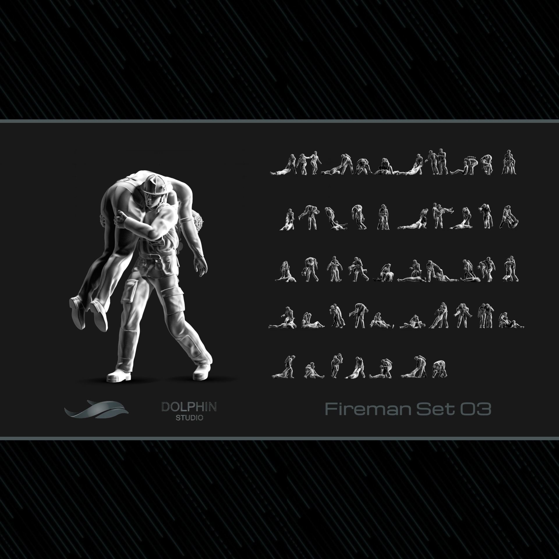 Fireman Set 3D model 3D printable | CGTrader