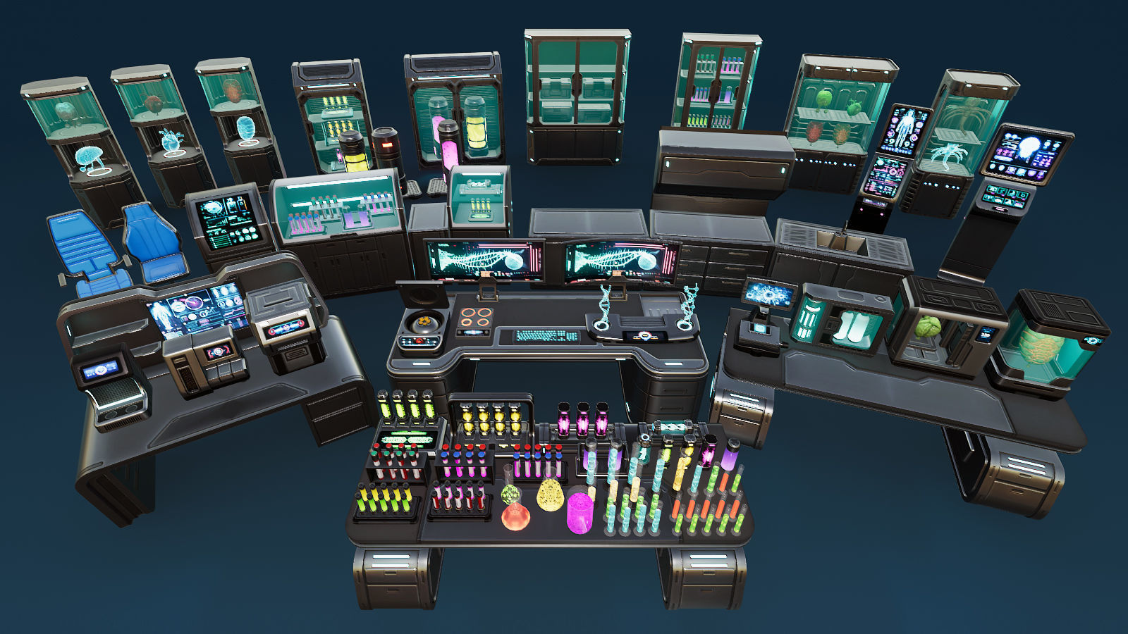 3D model Sci Fi Laboratory Props VR / AR / low-poly | CGTrader