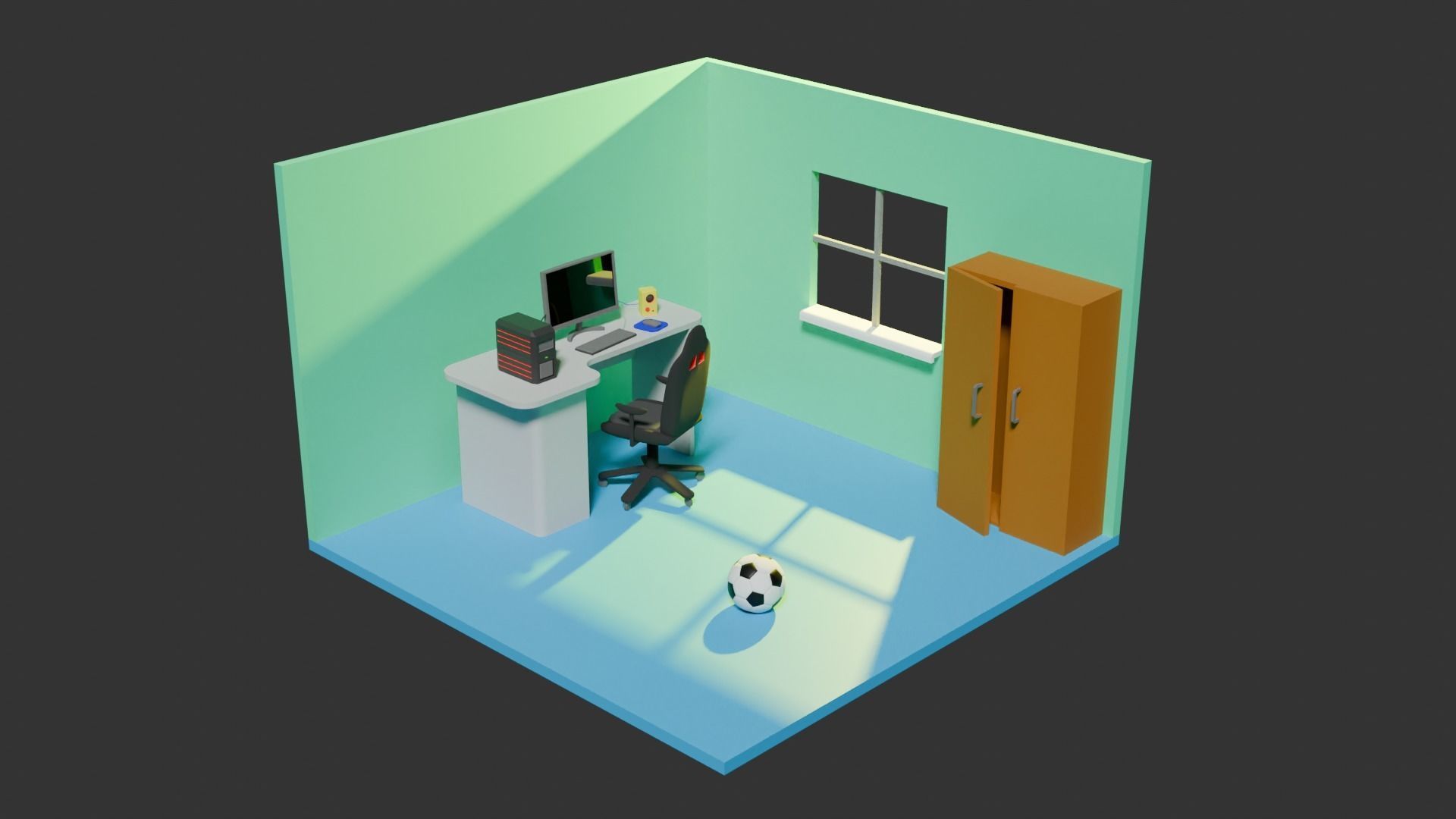 Low Poly PC Room free VR / AR / low-poly 3D model | CGTrader