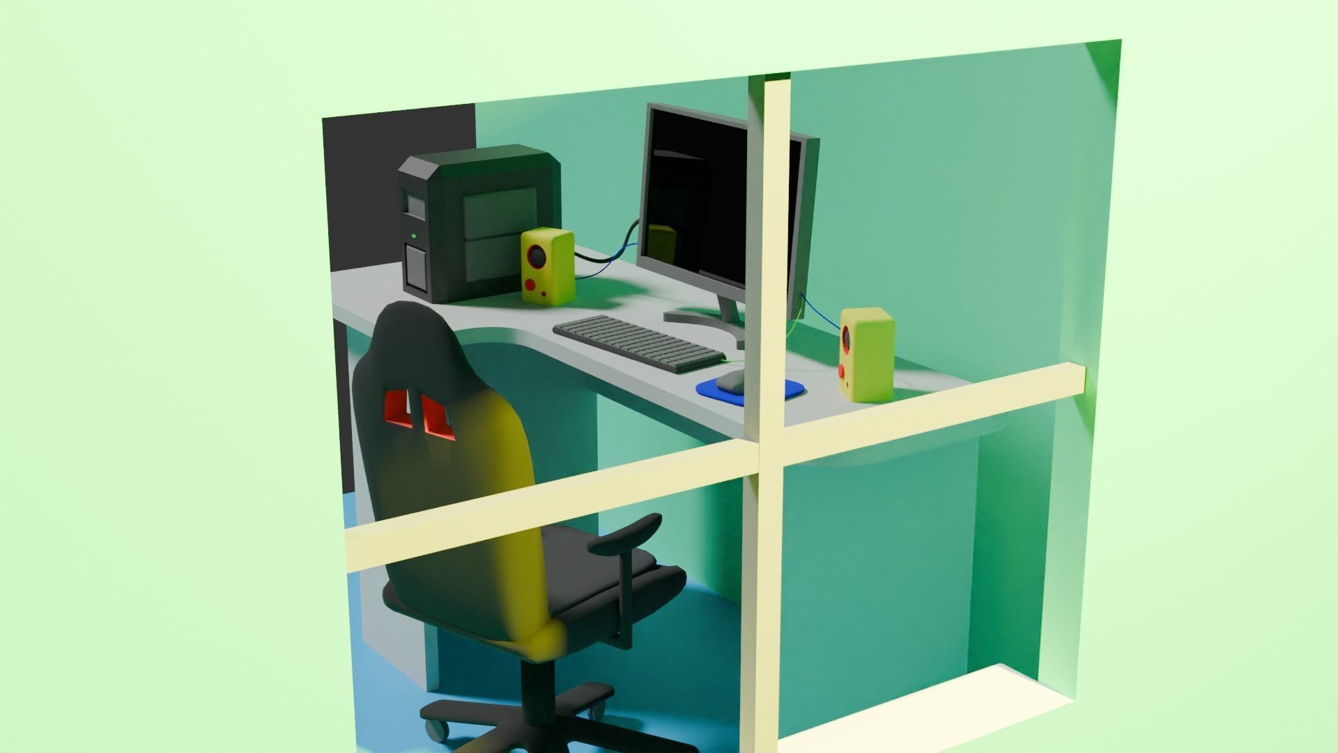 Low Poly PC Room free VR / AR / low-poly 3D model | CGTrader