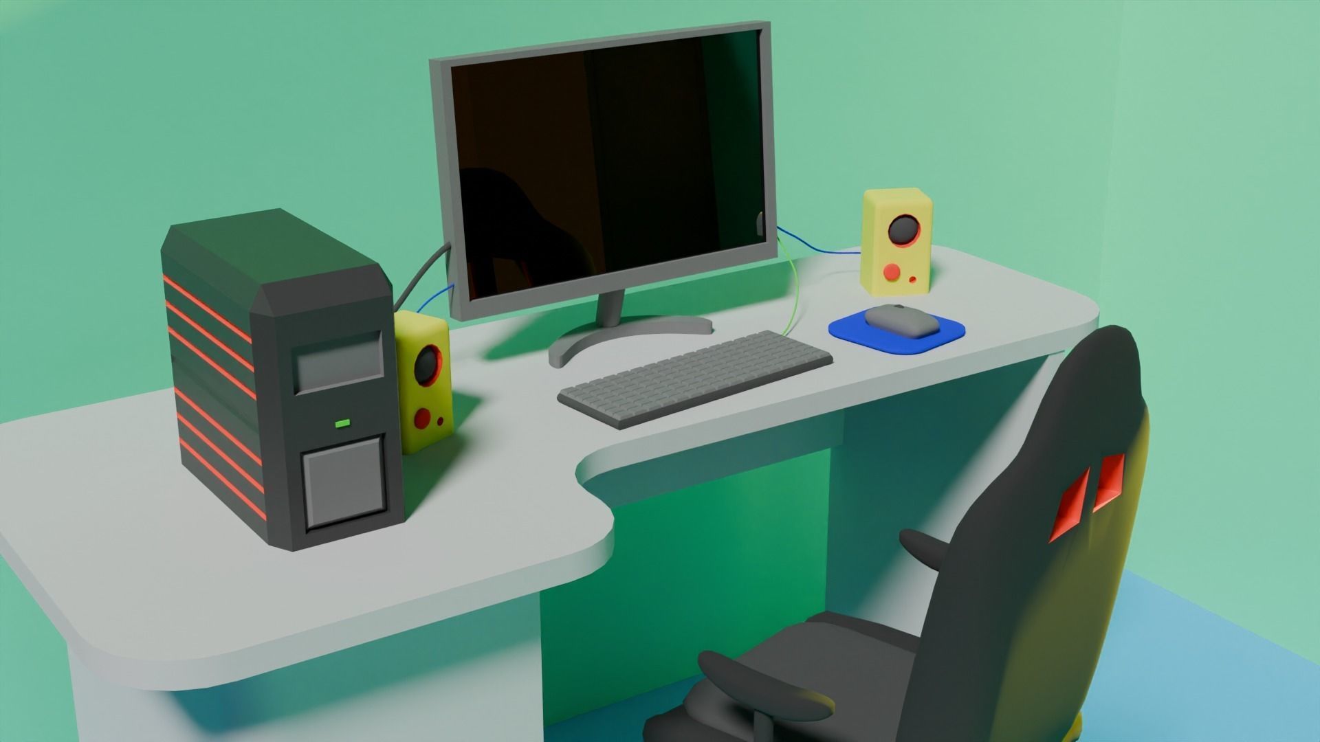 Low Poly PC Room free VR / AR / low-poly 3D model | CGTrader