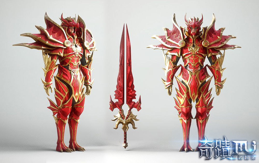 Dark knight Mu-online - red dragon armor set 3D model 3D printable ...