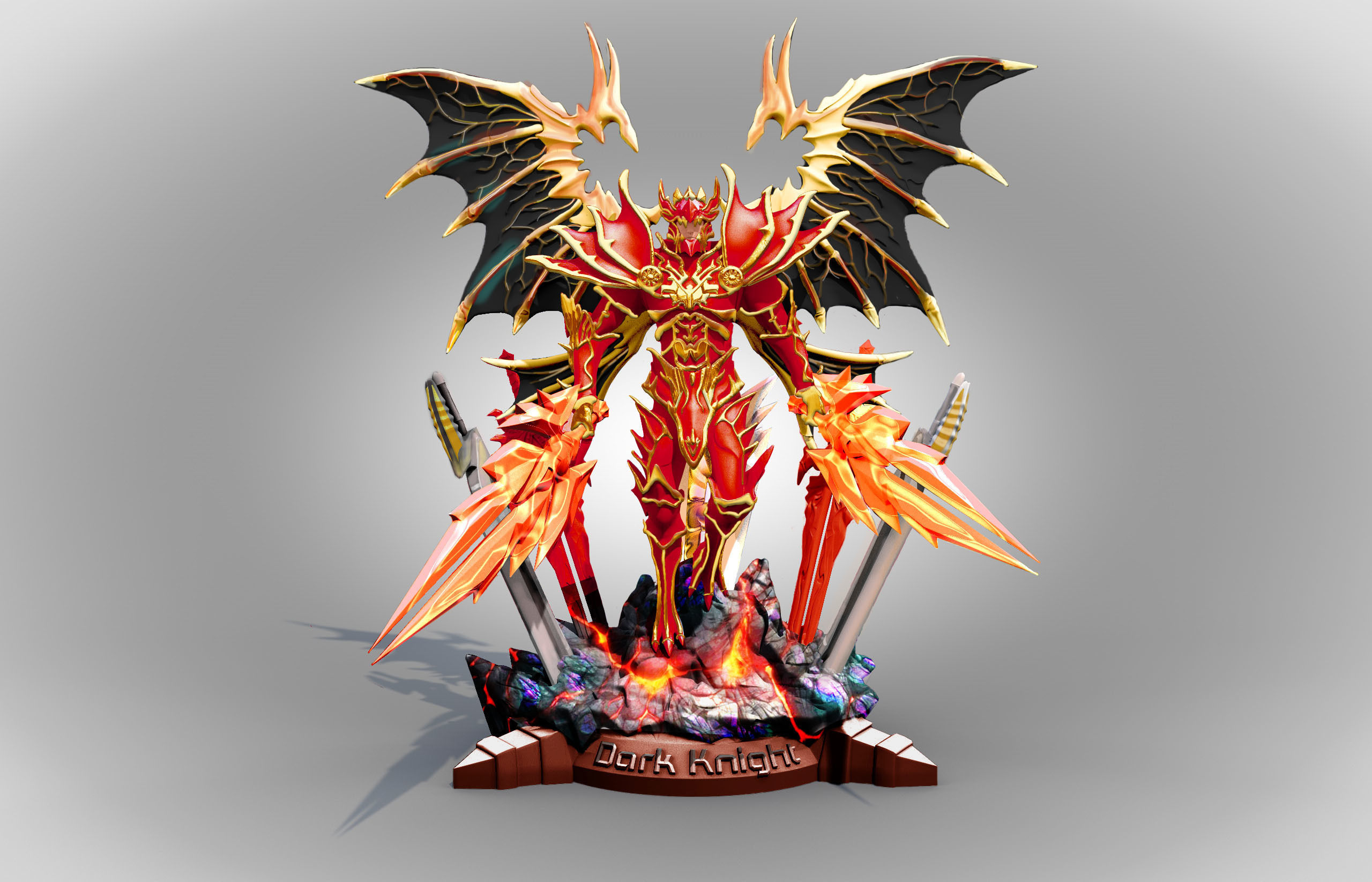 Dark knight Mu-online - red dragon armor set 3D model 3D printable ...