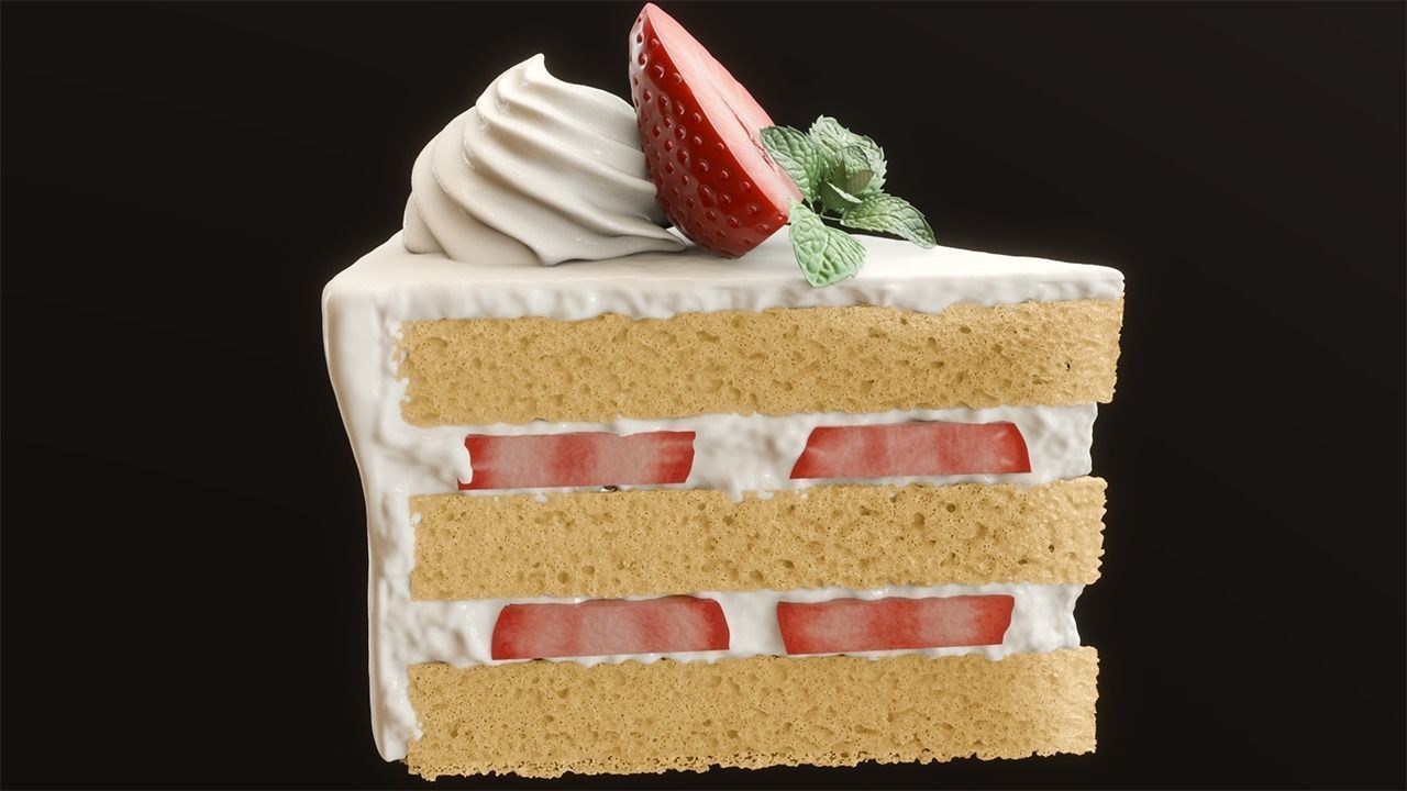 Strawberry shortcake Japanese style 3D model | CGTrader